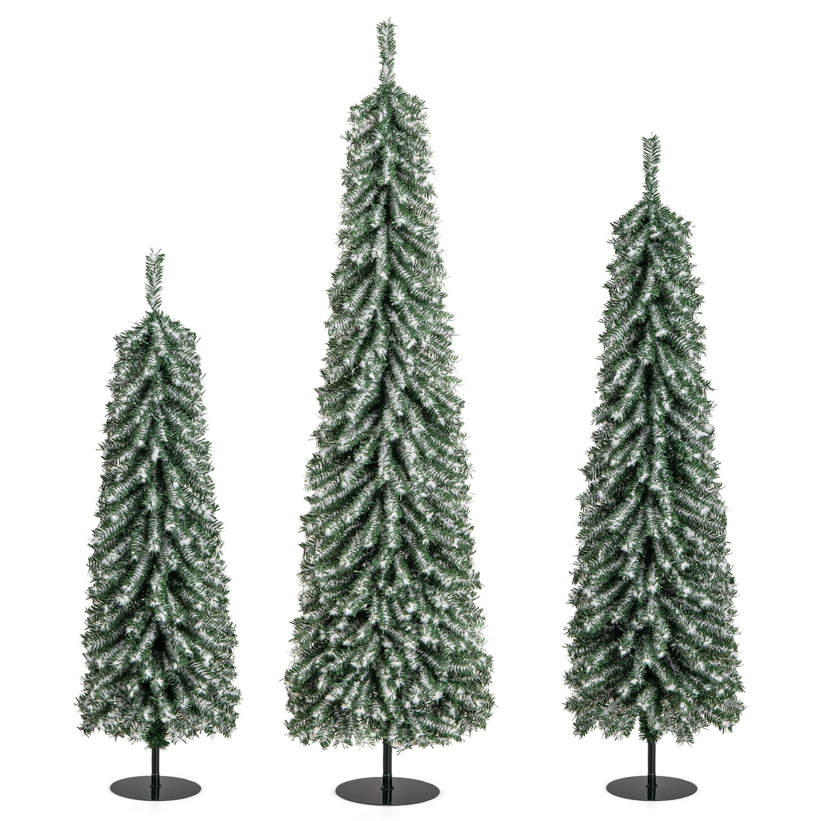 Amazon.com: DORTALA 4 5 6 FT Pre-Lit Pencil Christmas Tree, Set of 3 ...