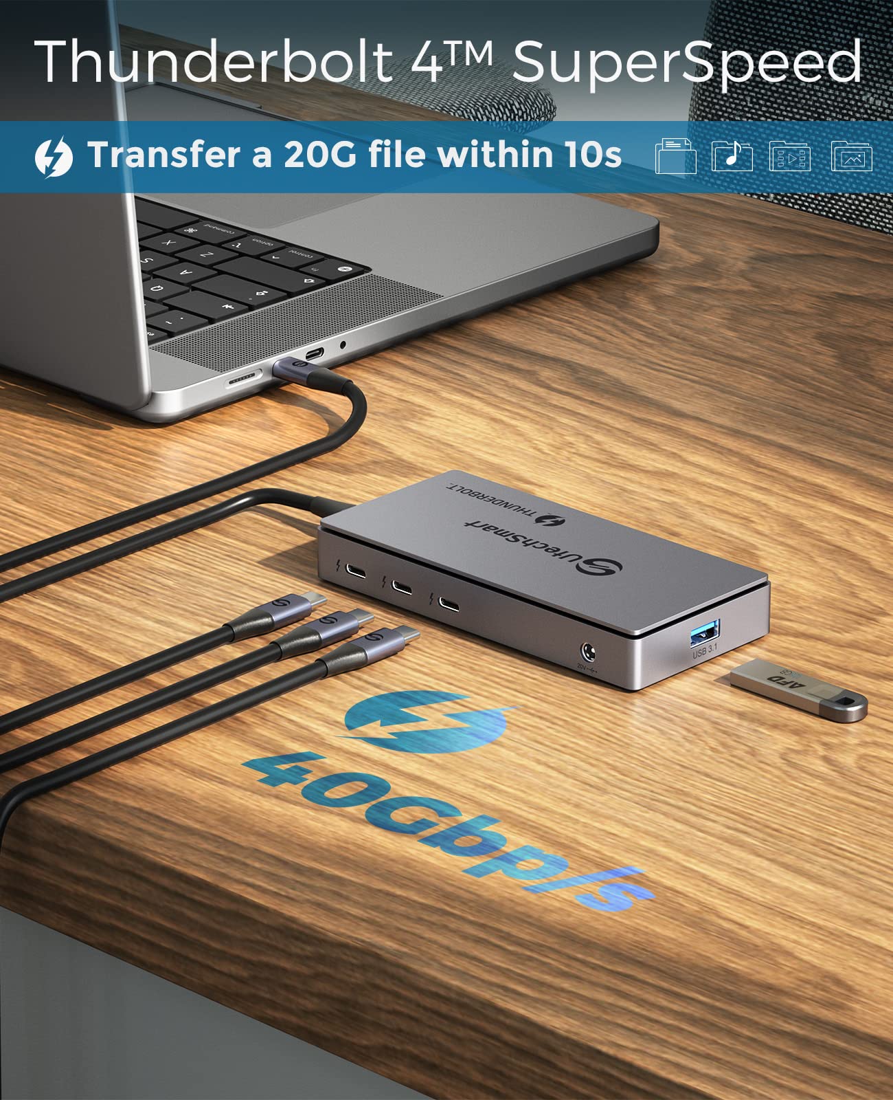 Snapklik.com : Thunderbolt 4 Dock Mini, Thunderbolt 4 Hub For Single 8K ...