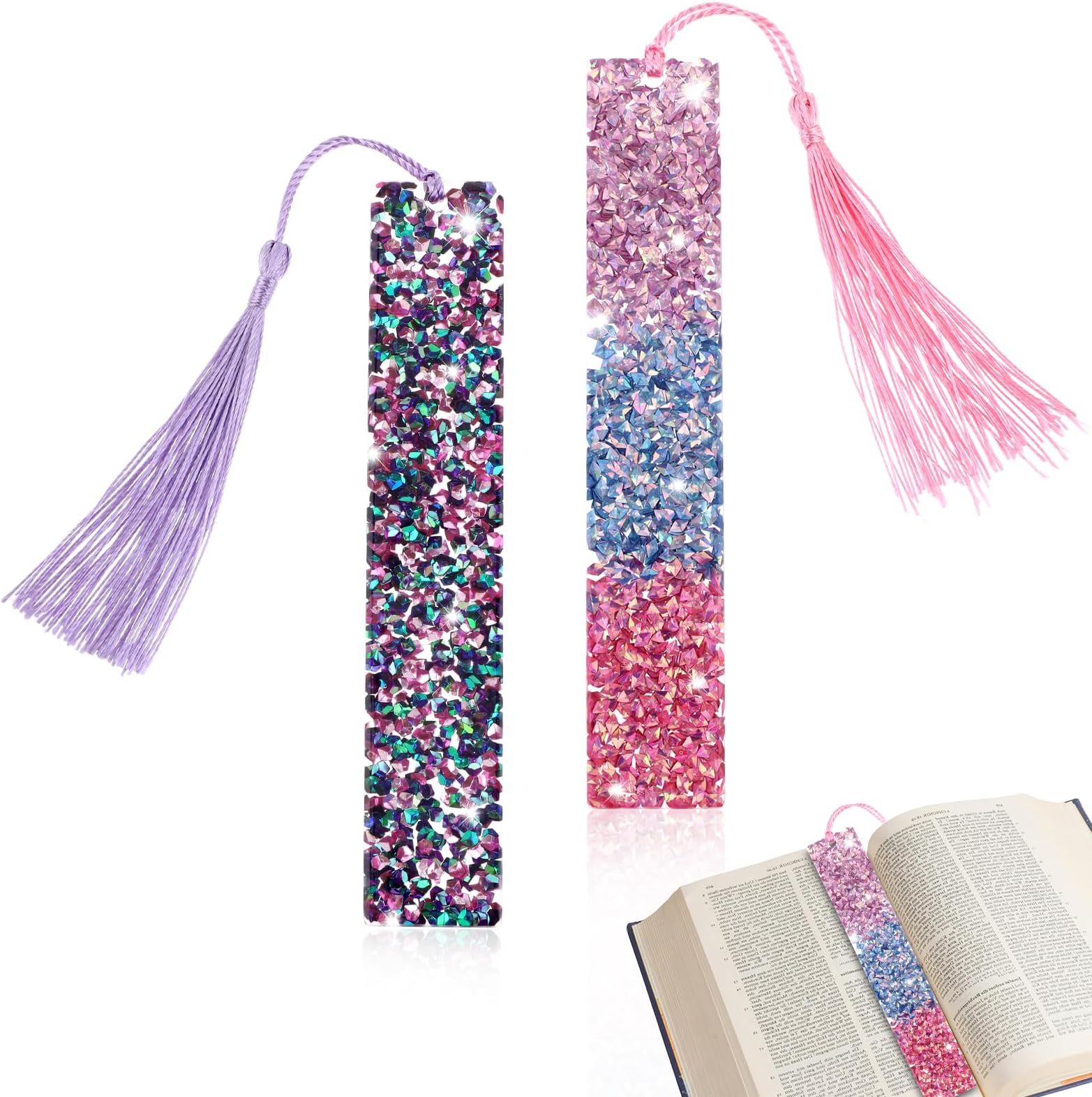 Andibro Shiny Rhinestone Bookmarks, Pack of 2 Crystal Resin Bookmark ...