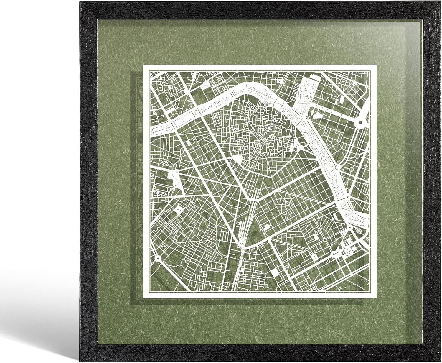 O3 DESIGN STUDIO Valencia Paper Cut Map framed, White map, Black frame ...