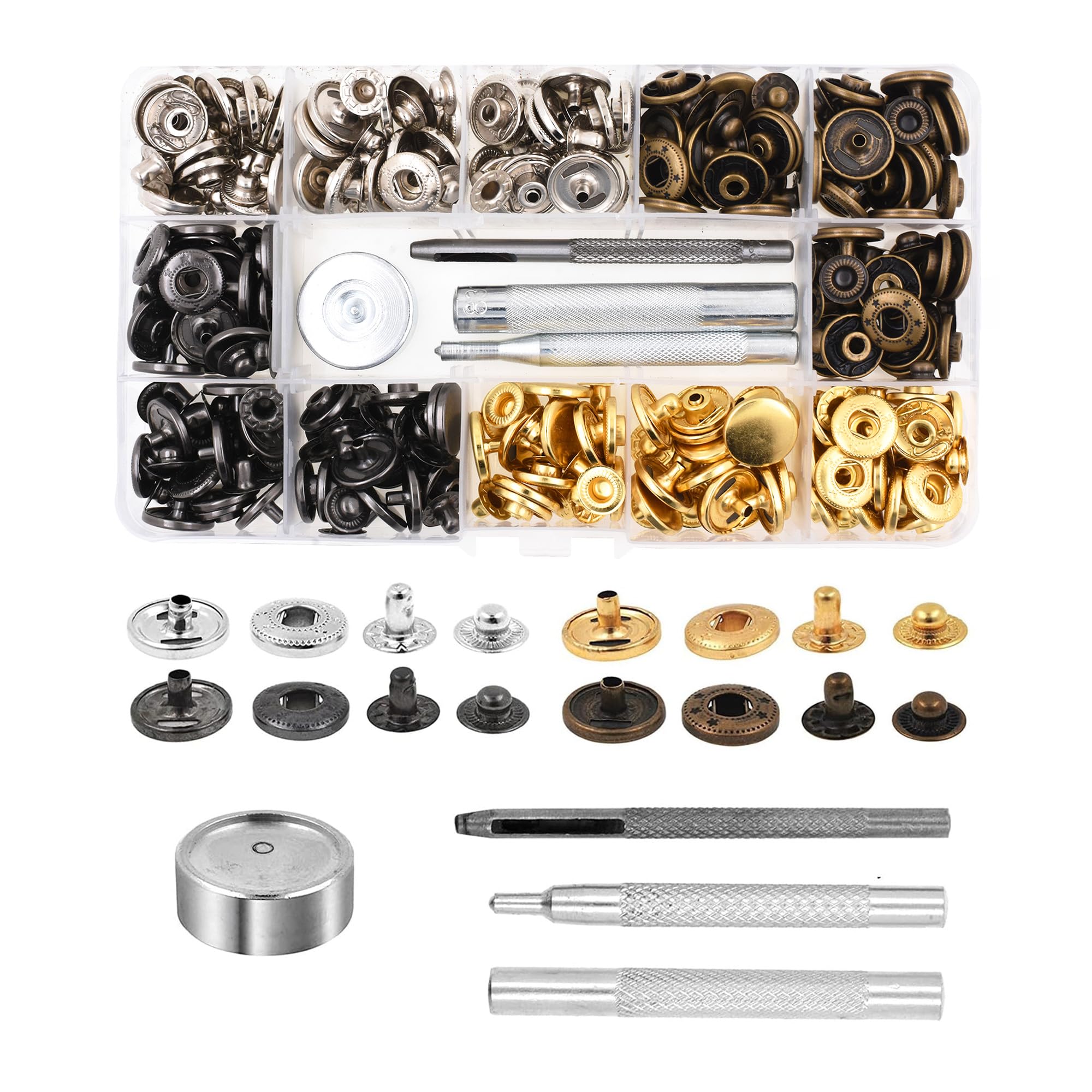 Amazon.com: Mandala Crafts Metal Snap Button Kit - Snap on Buttons ...