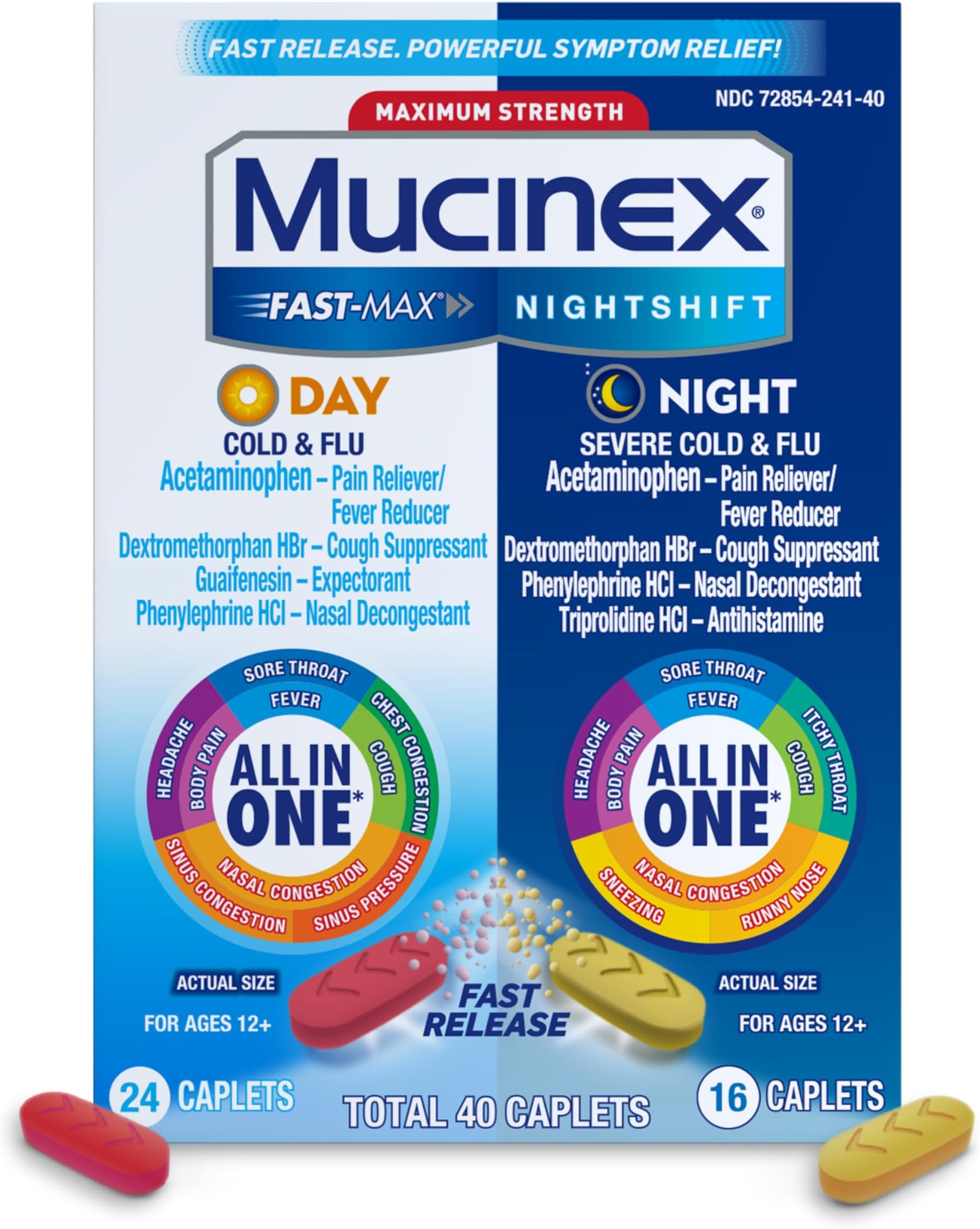 Amazon.com: Mucinex Fast-Max Day Cold and Flu & Nightshift Night Severe ...