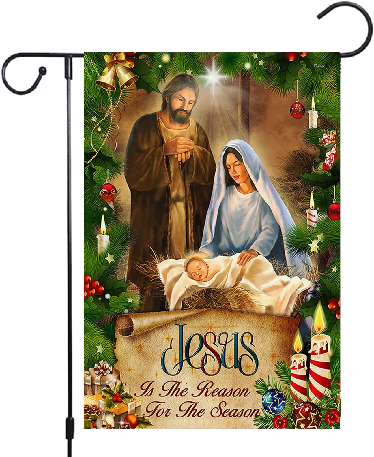 Amazon.com : CMEGKE Jesus Nativity Scene Christmas Garden Flags ...