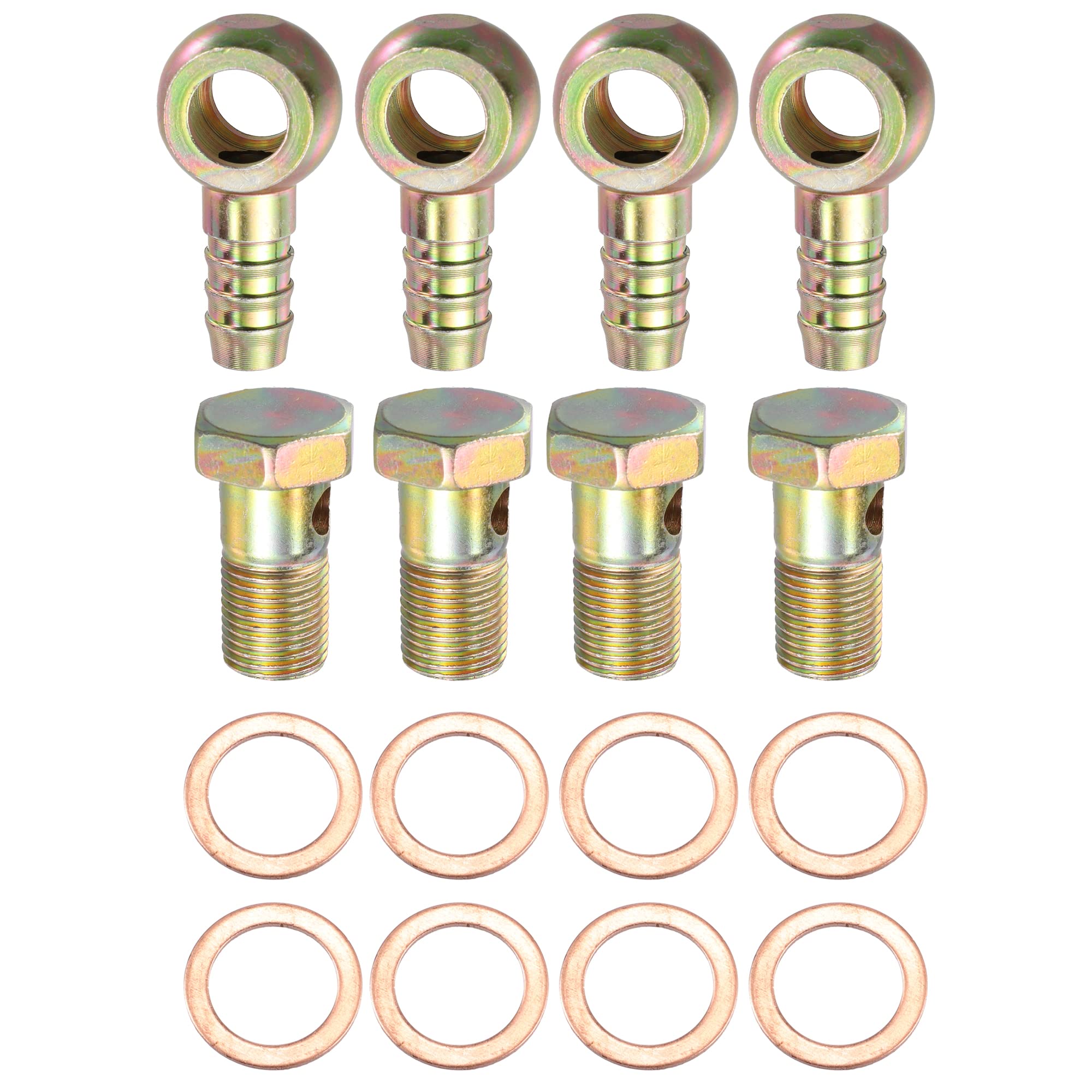 X AUTOHAUX 4 Set 14mm Banjo Hose Barb Bolt Fittings Banjo Bolt Washer ...