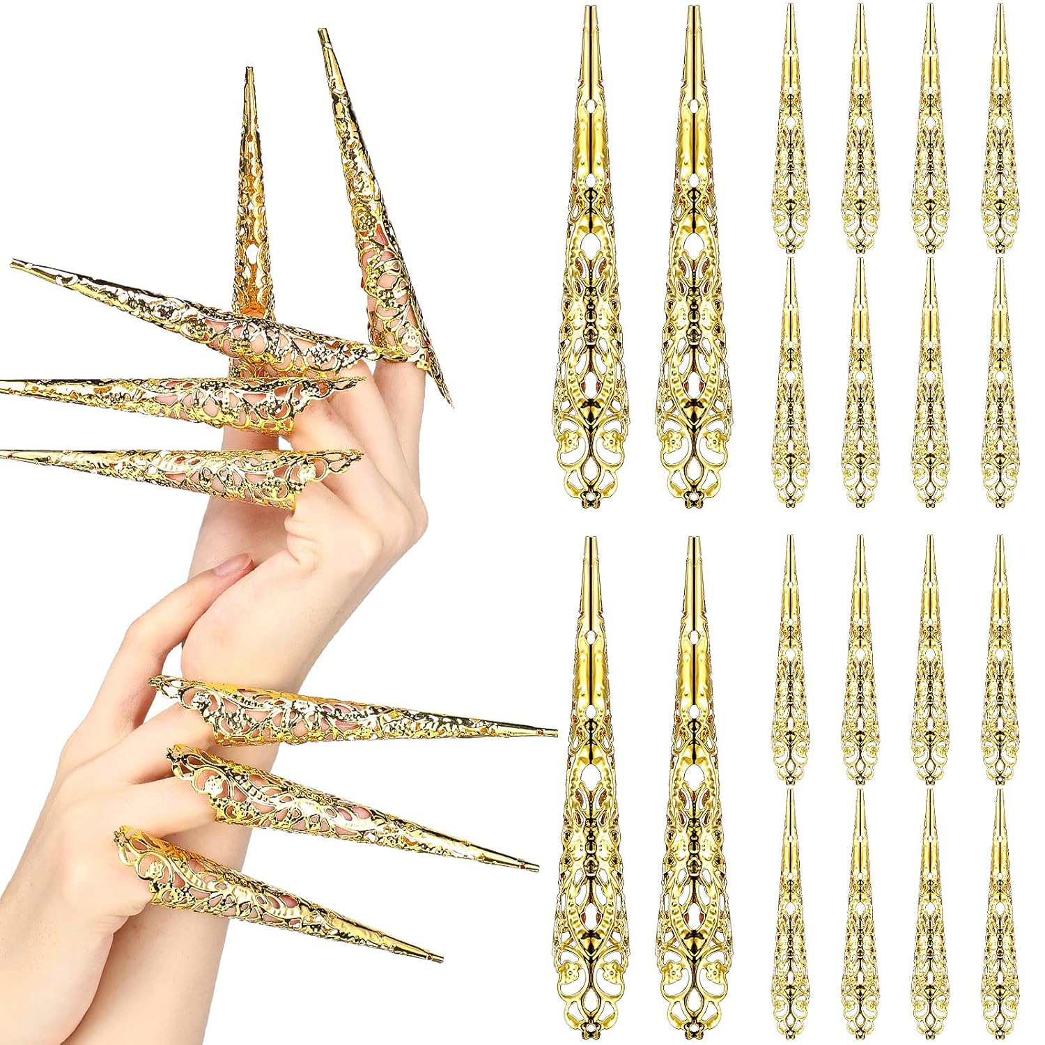 Amazon.com: Leelosp 20 Packs Halloween Finger Nail Claw Rings Ancient ...