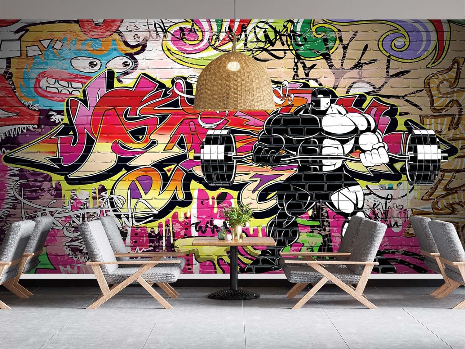 Amazon.com: Dslbz Graffiti Fitness Wall Mural Wallpaper for Bedroom 98 ...
