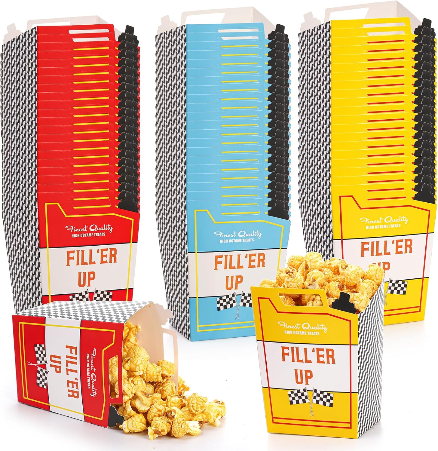 Mezchi 60 Pcs Race Car Fuel Can Popcorn Treat Boxes, Racing Birthday ...
