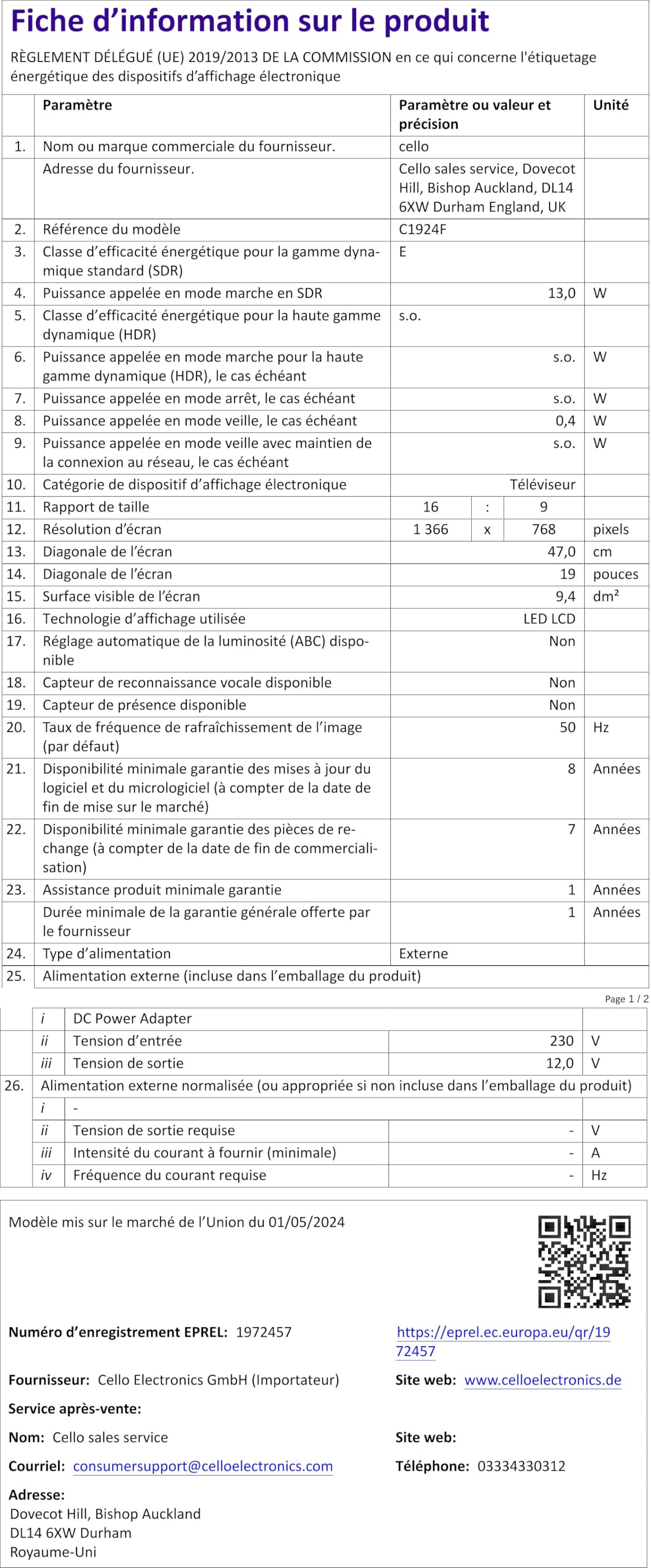 Desobry Petite Television 19 Pouces avec Lecteur DVD intégré, Mini ...