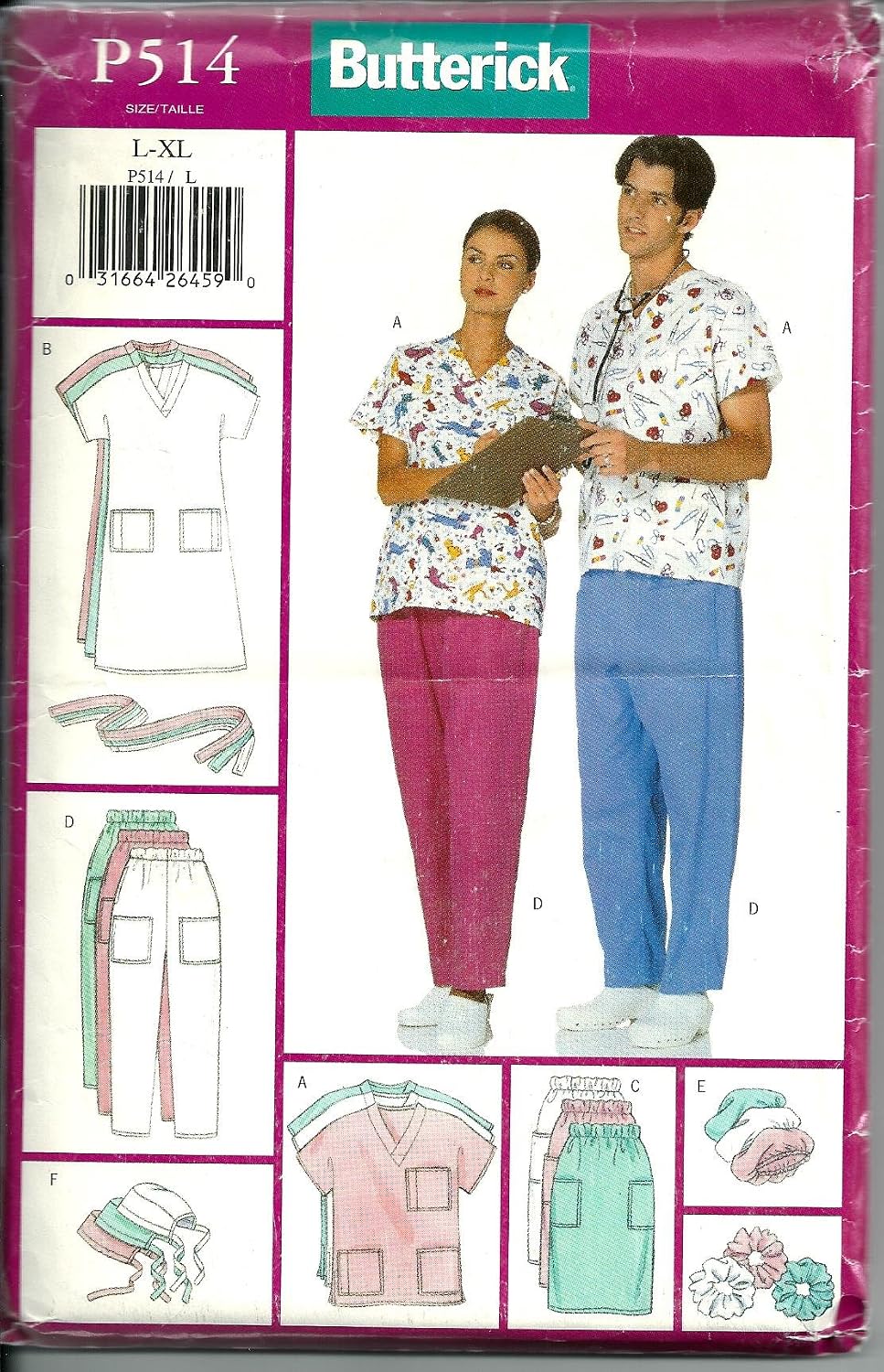 Amazon.com: Butterick P514or 4946 UNISEX UNIFORM: DRESS, BELT, TOP ...