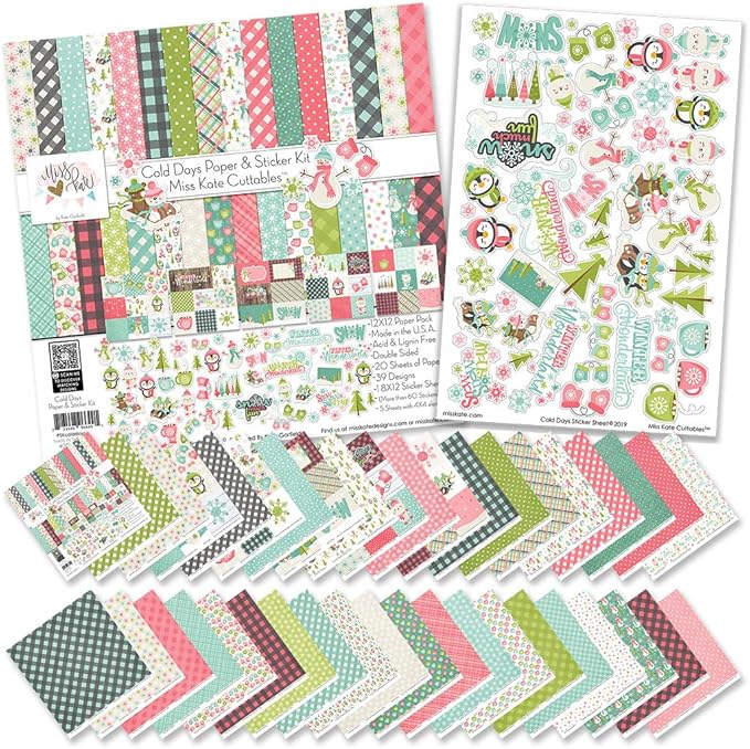 Amazon.com: Miss Kate Cuttables Paper & Sticker Kit - Cold Days ...