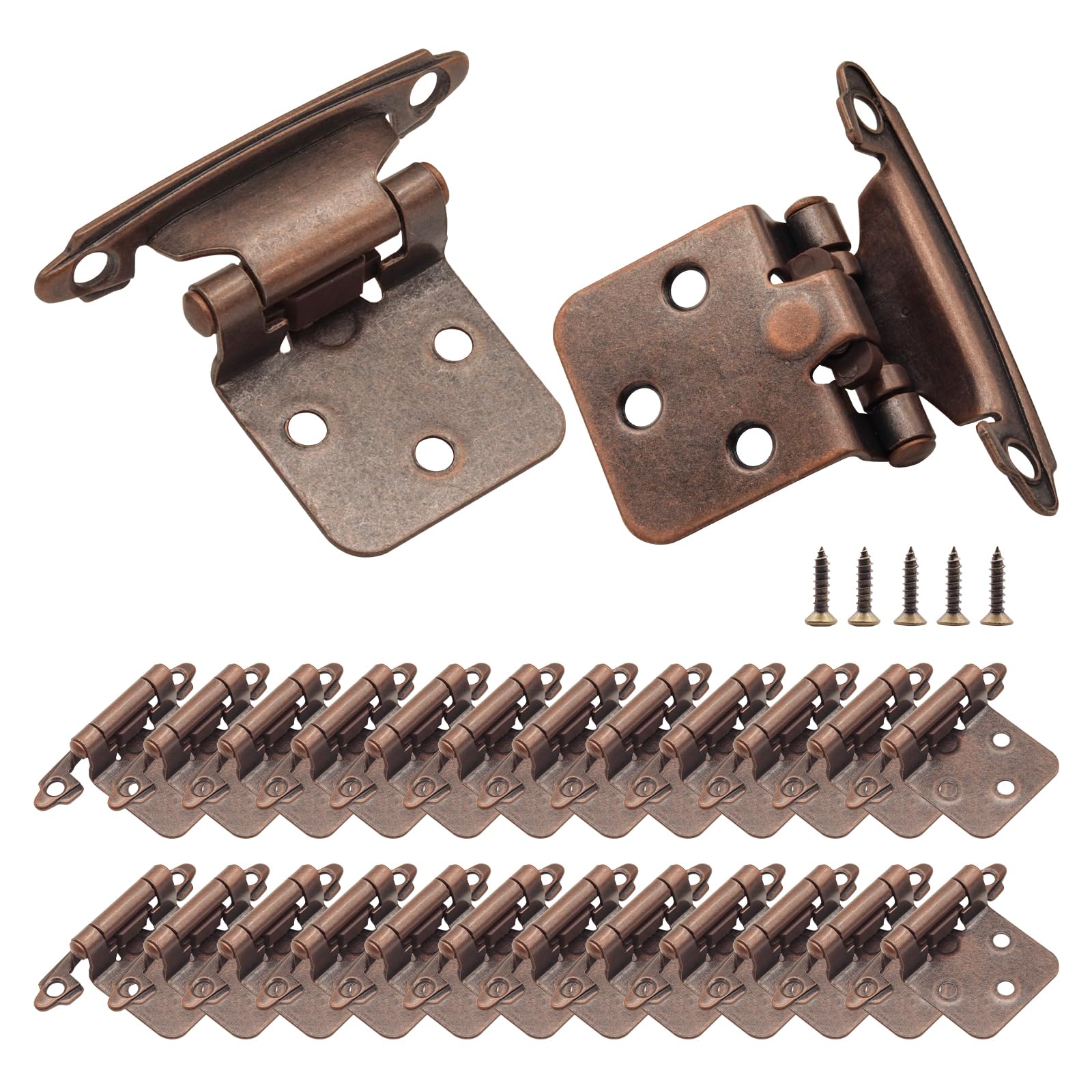 Antique Copper Bronze Kitchen Cabinet Hinges, 24 Pack(12 Pairs) 1/2 ...