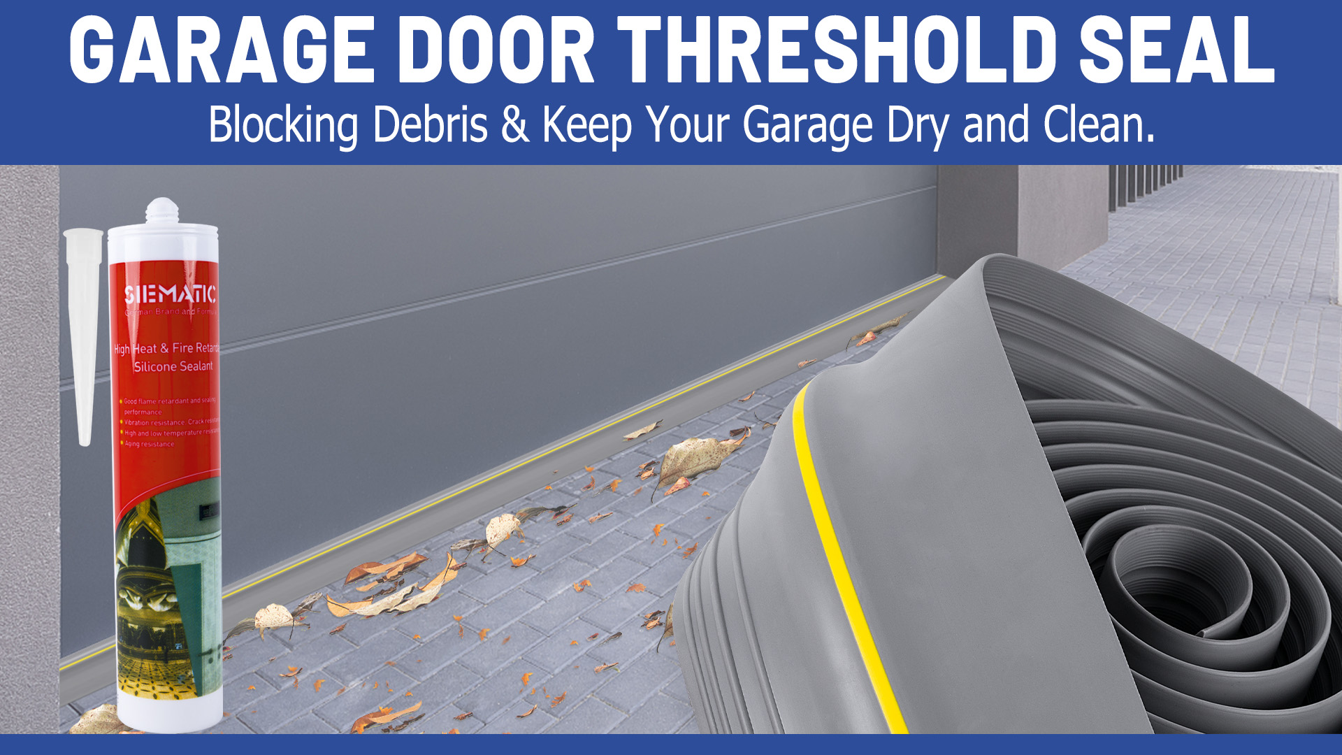 Snapklik.com : 12Ft/37M Universal Garage Door Rubber Threshold Strip