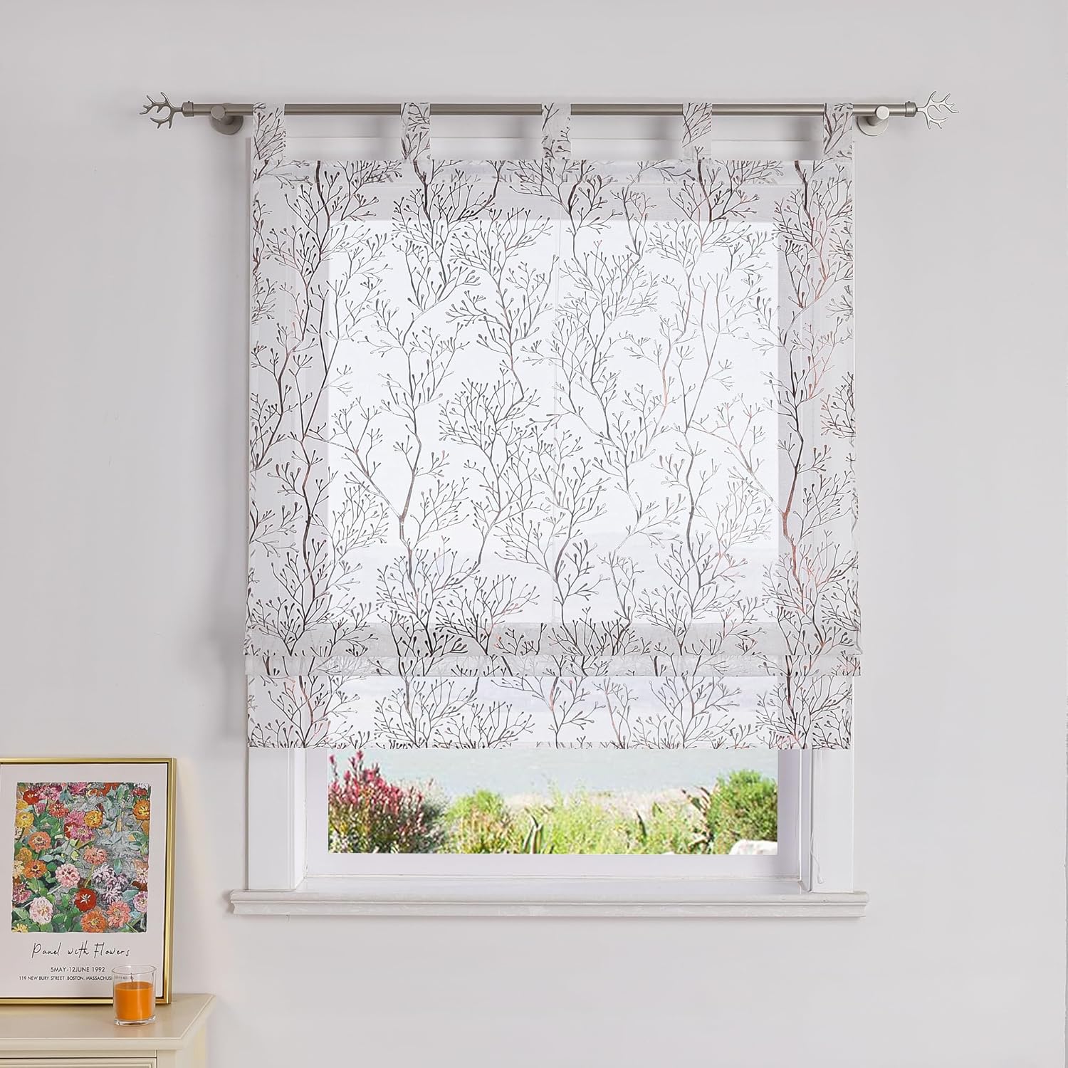 Amazon.de: SCHOAL Raffrollo mit Schlaufen Gardine Transparent Vorhang ...