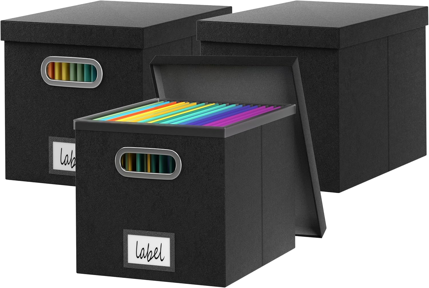 Amazon.com: GRSQYS 3 Pack File Storage Box with Lid File Boxes for ...