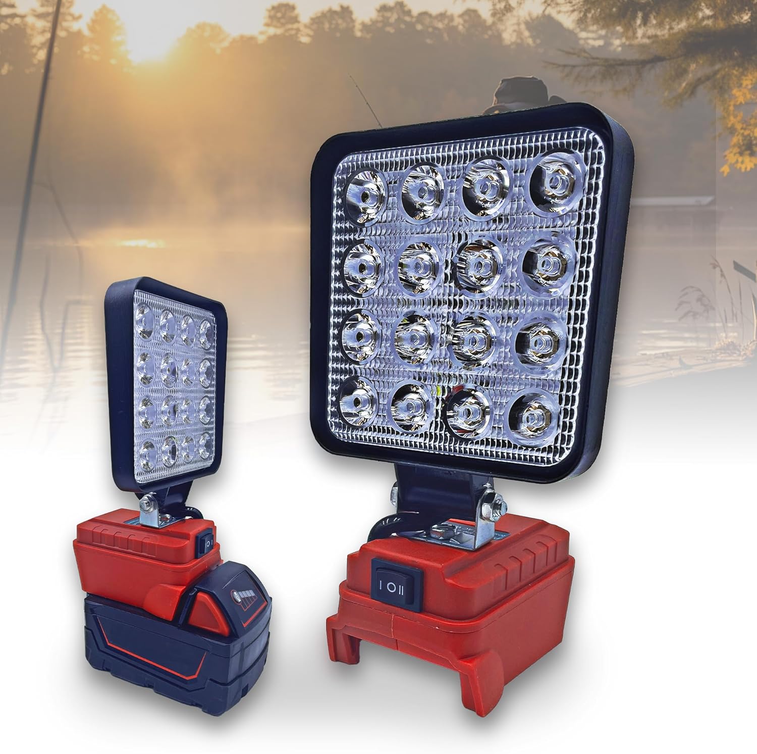 Cordless LED Work Light for Milwaukee m18 18V Battery，48W 3800ML Square ...