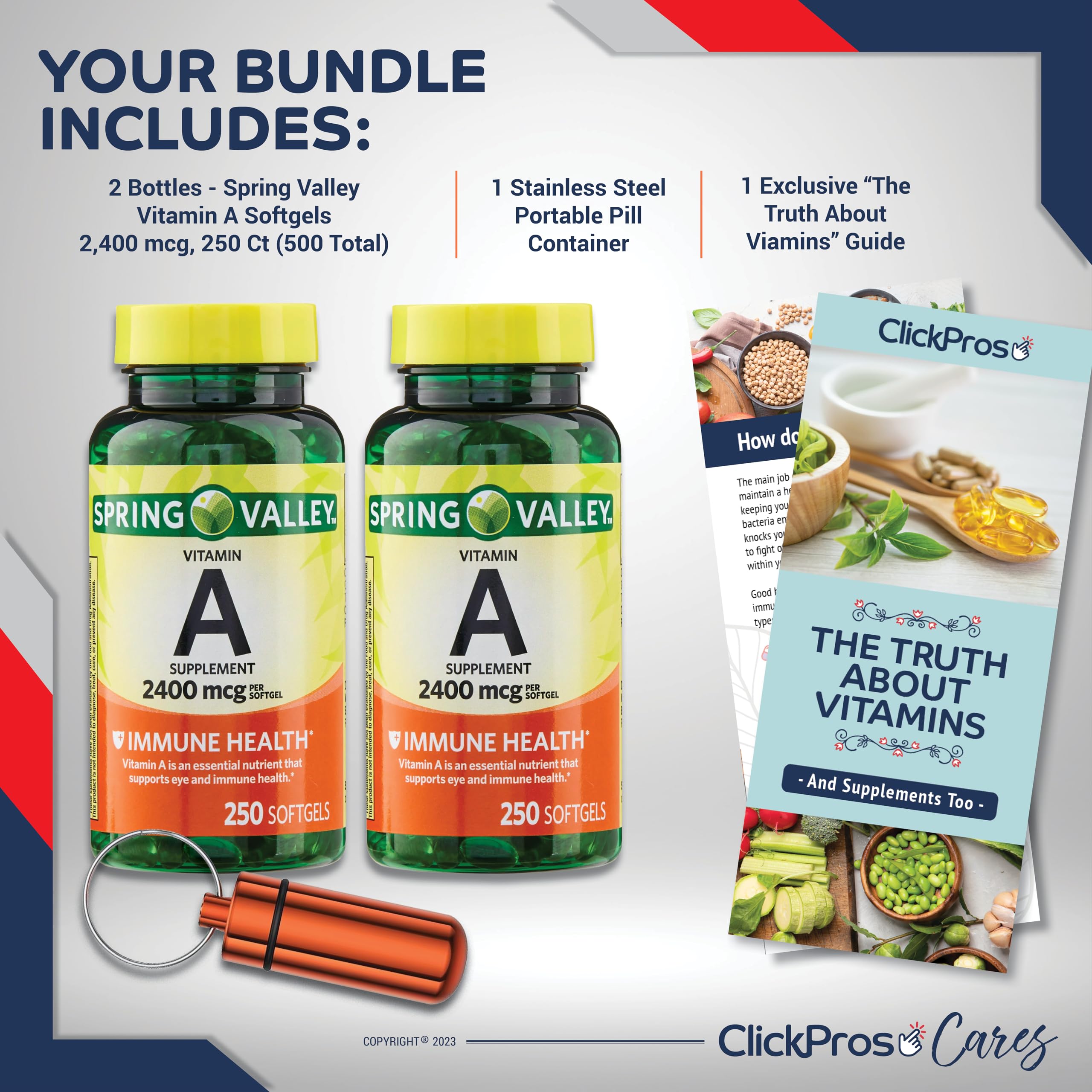 Snapklik.com : Spring Valley Vitamin A Softgels, 2400 Mcg 250 Count 2 ...