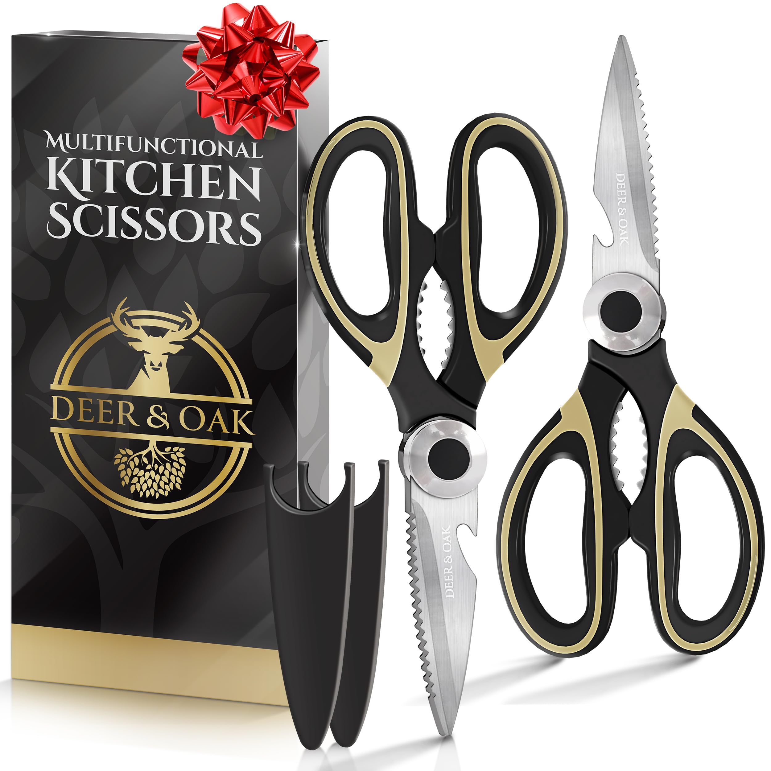 Deer & Oak Premium Kitchen Scissors Heavy Duty - 2X Meat Scissors ...