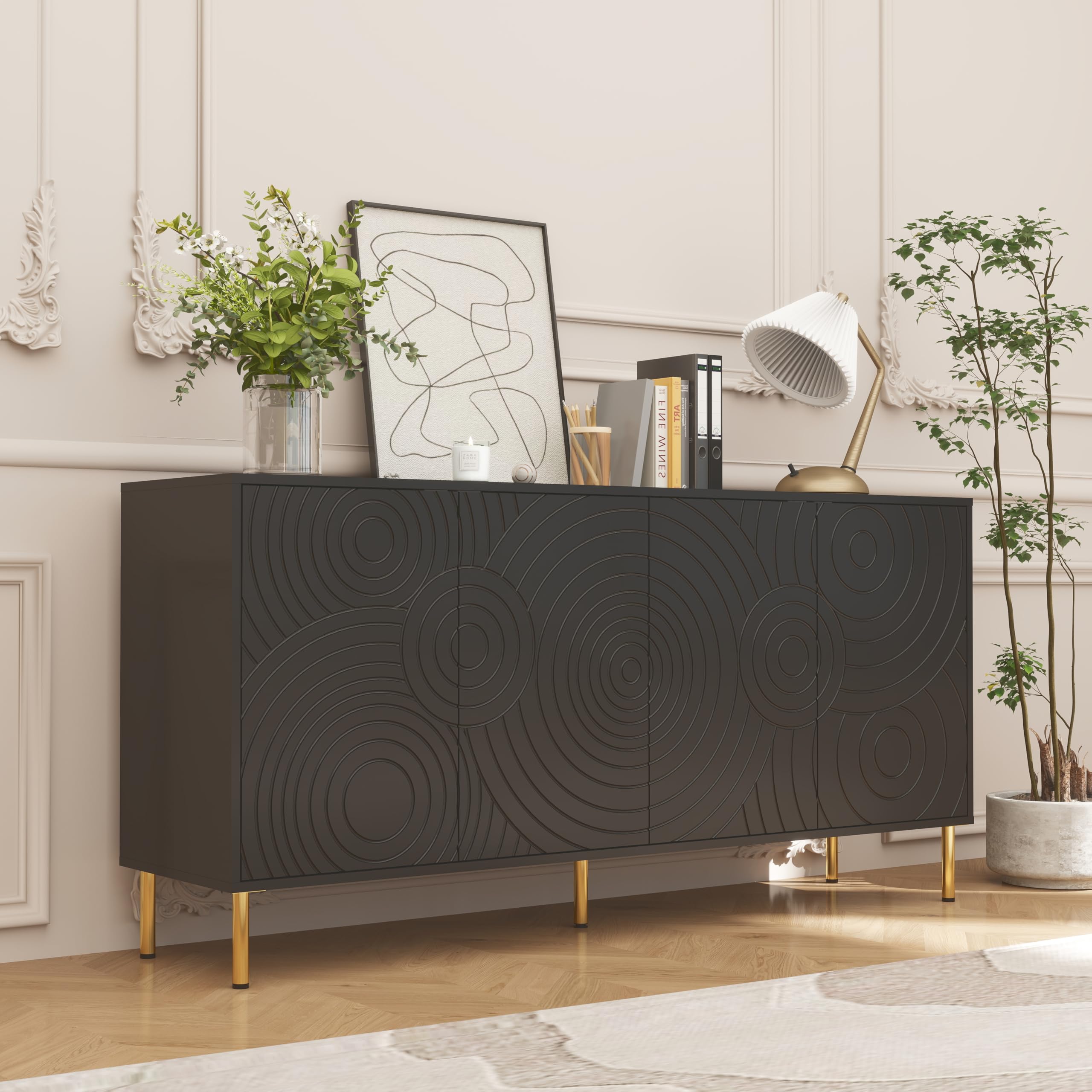 Amazon.com: howcool Luxury Fluted Buffet Cabinet with Storage, 63 ...