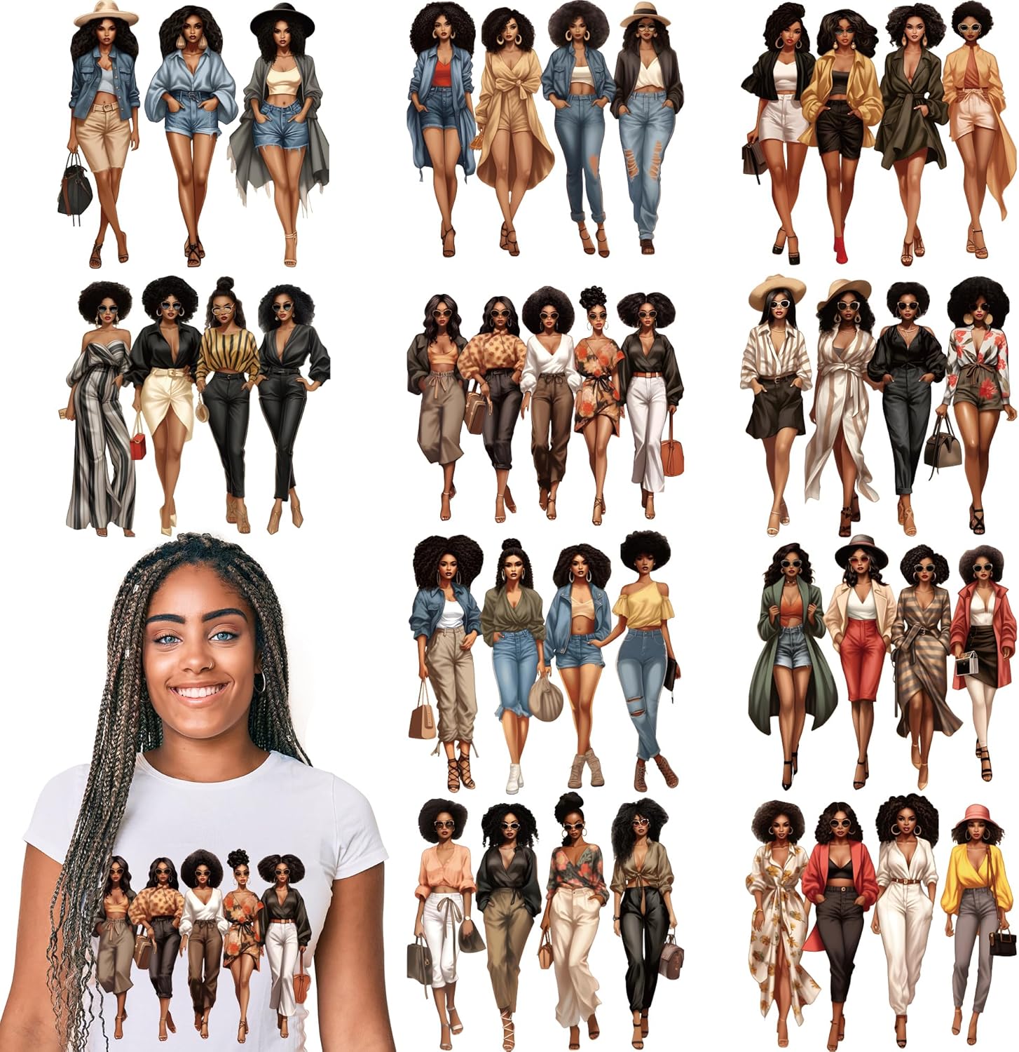 Amazon.com: Dazoratix Black Women Heat Transfers - 10 Sheets Stylish ...