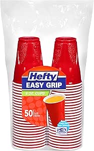 Amazon.com: Hefty Easy Grip Plastic Party Cups (Red, 9 Ounce, 50 Count ...