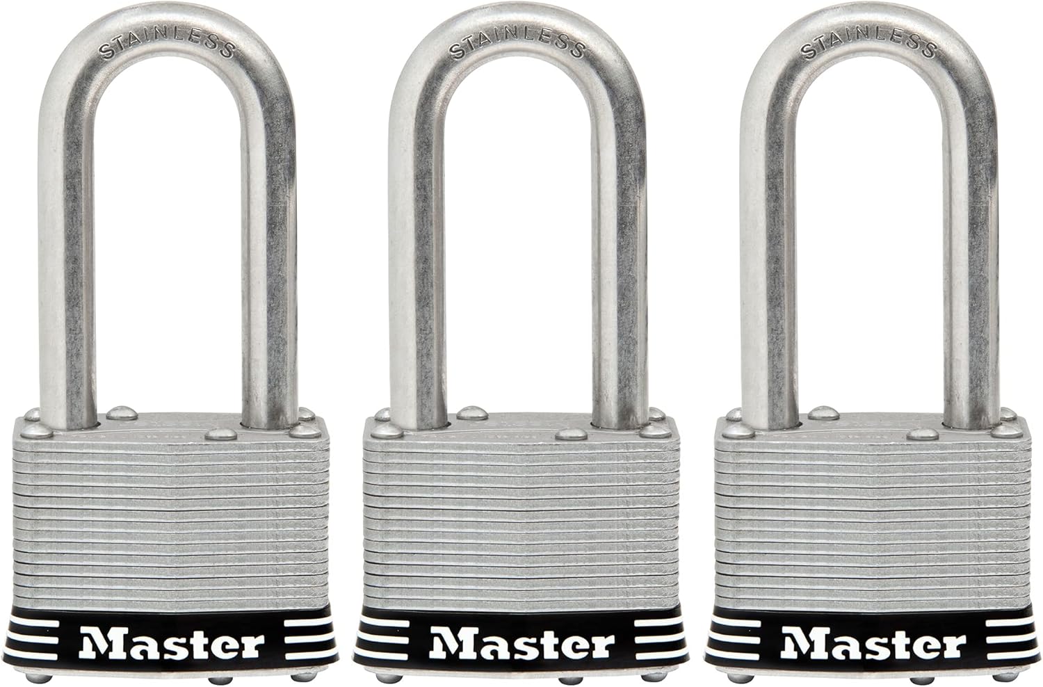 Master Lock 1SSTRILH Stainless Steel Outdoor Padlock with Key, 3 Pack ...