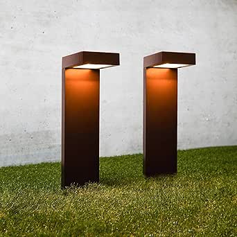 Enchanted Spaces Set of 2 Modern Solar Bronze Metal Outdoor L-Shaped ...