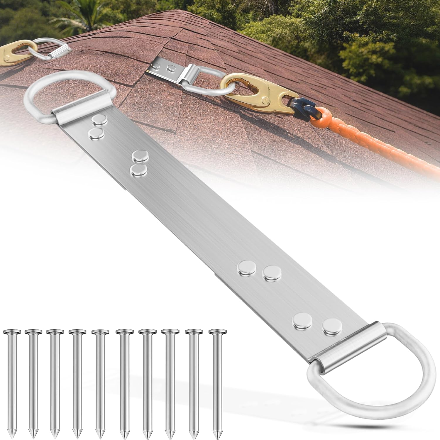 18" Permanent Roof Anchor Bracket - Double D-Ring Fall Protection Roof ...