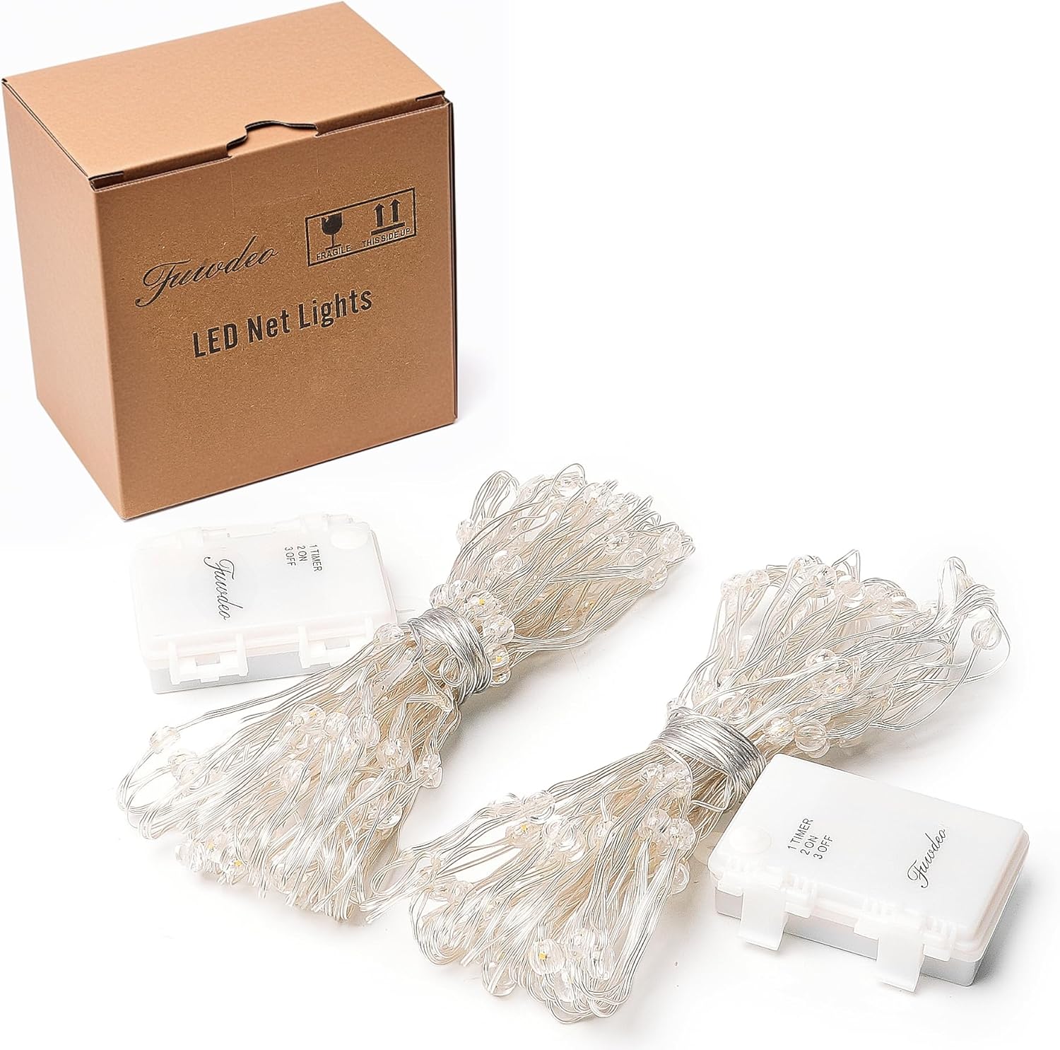 Amazon.com: FUWDEO 7.5FT LED Net Lights, Warm White 96 LED Net Lights ...