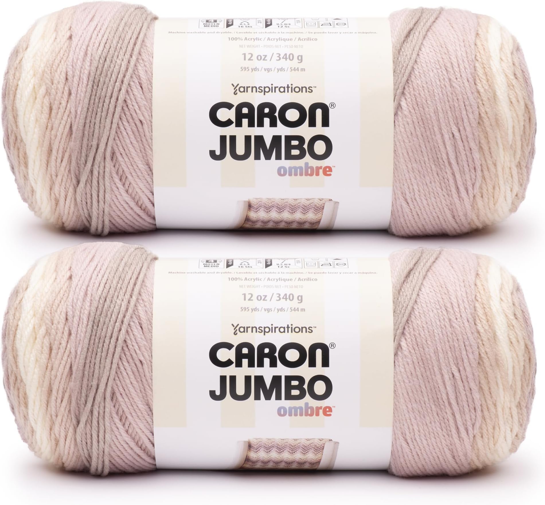 Caron CAR Jumbo Ombre Carrara Marble Yarn - 2 Pack of 340g/12 oz - 100% ...