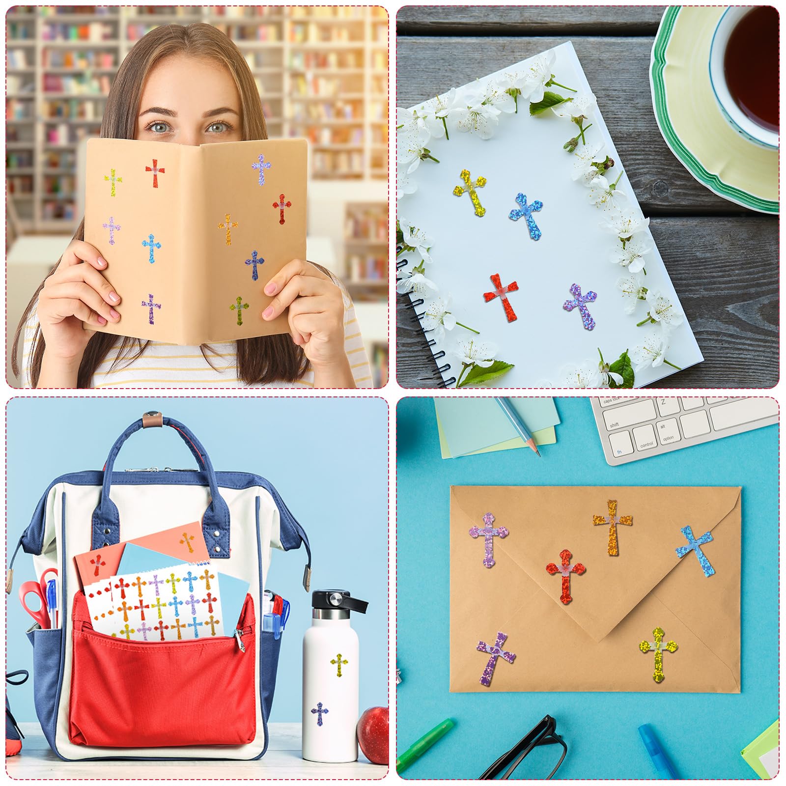 Snapklik.com : 540 Pcs Glitter Crosses Stickers Dazzle Religious ...