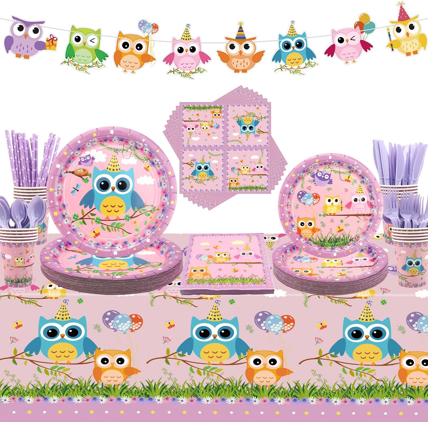 Amazon.com: KEFAN Owl Birthday Party Decoration, Cute Owl Theme Party ...