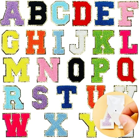 Amazon.com: Jongdari Chenille Letter Patches Self Adhesive Letters ...