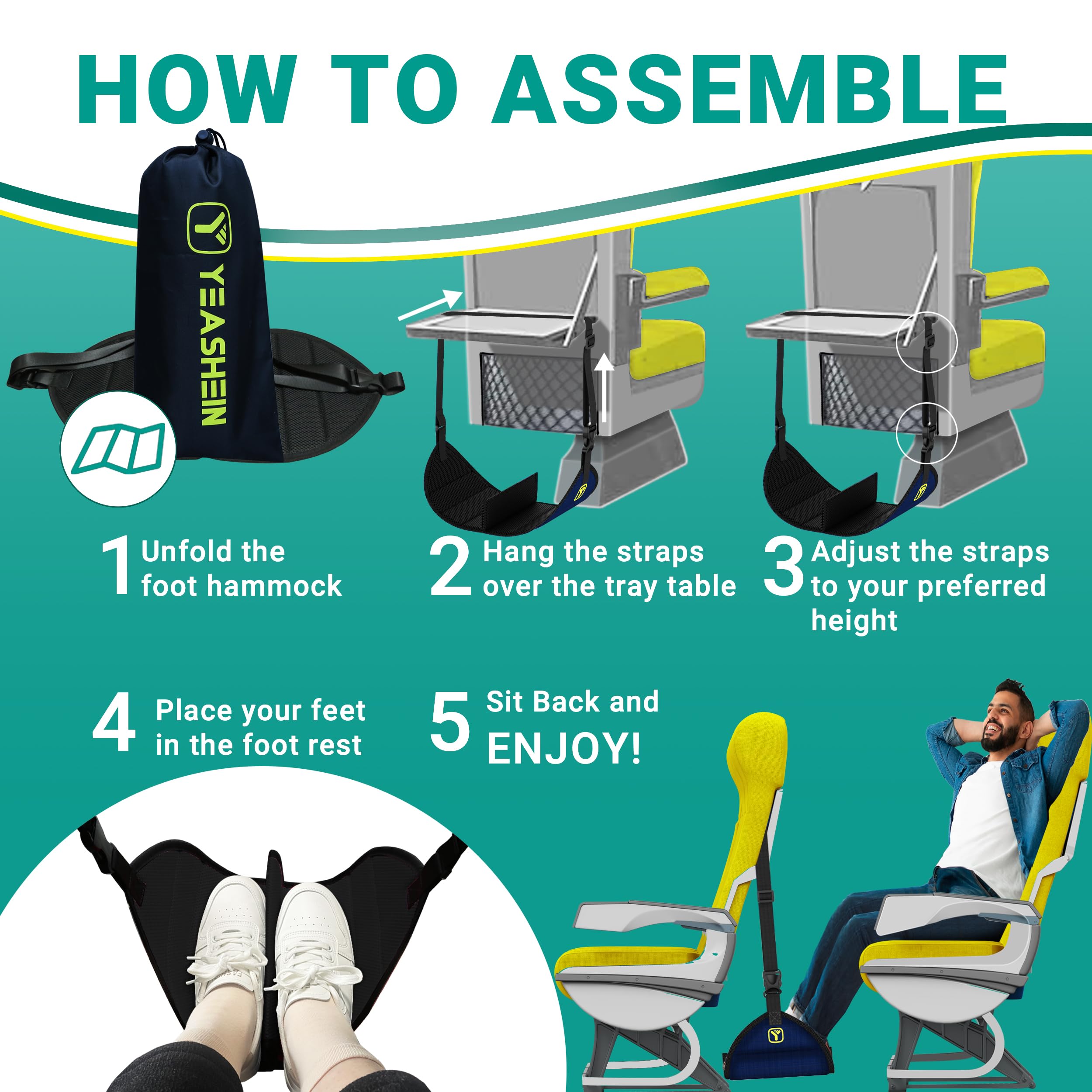 Snapklik.com : Airplane Foot Hammock - Travel Foot Rest For Flights ...