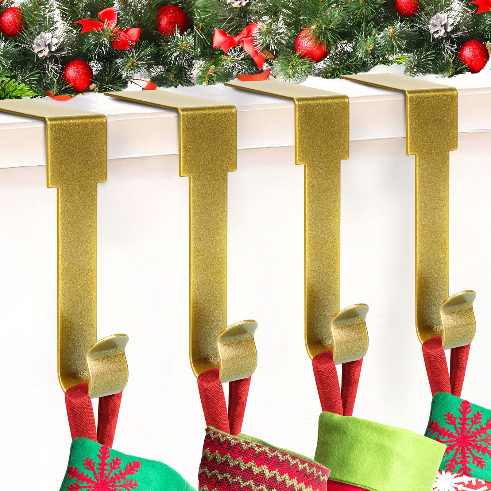 Amazon.com: SPSHENG Christmas Stocking Holders for Mantle Set of 4,Non ...