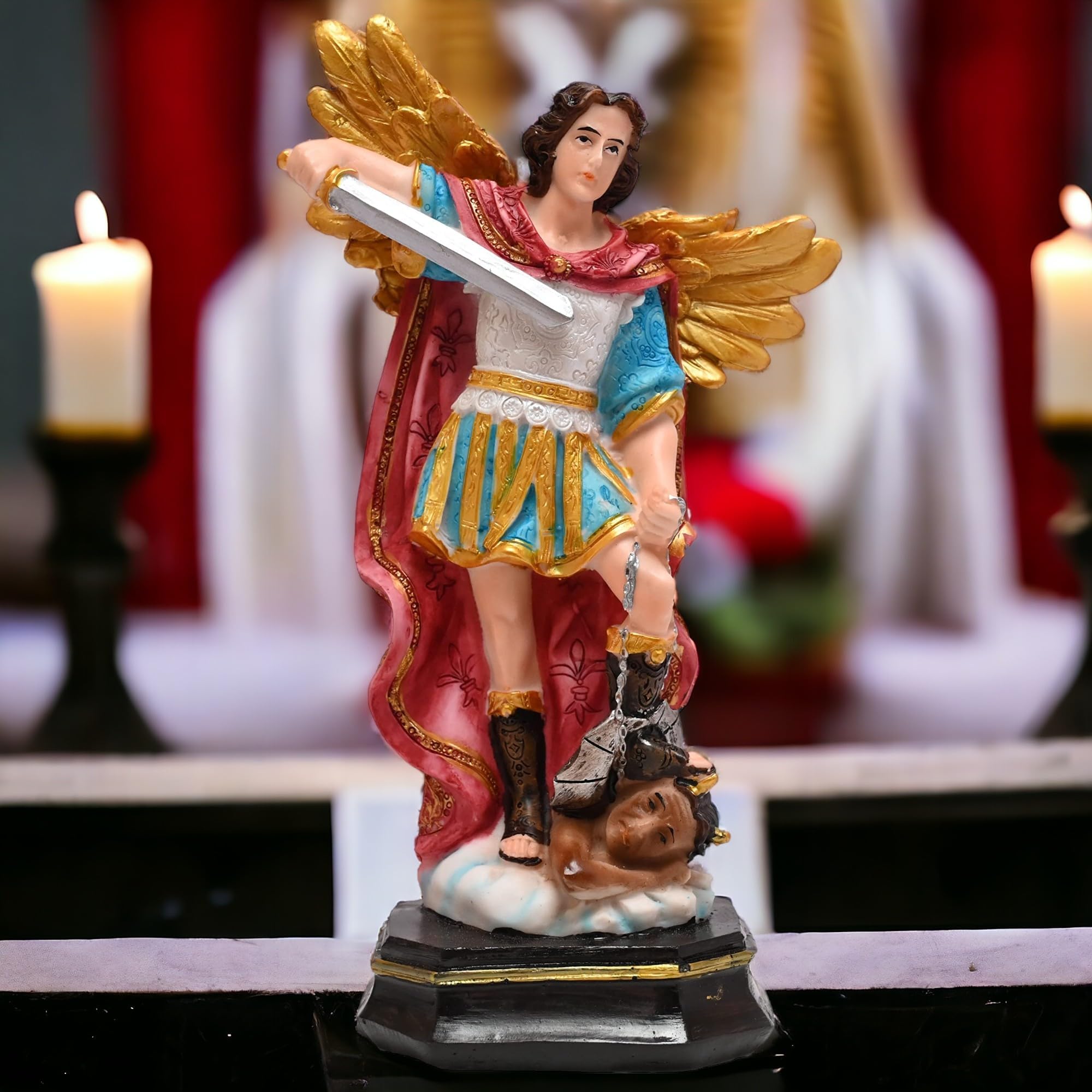 Buy Tarot Supplies - Master Merlin Statue - 7.5" Made Pink and Blue ...