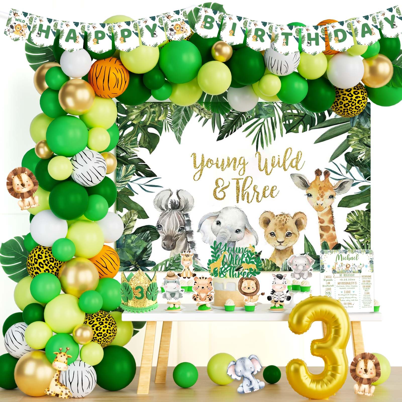 Rainforest Birthday Supplies NAIWOXI Two Wild Birthday Decorations