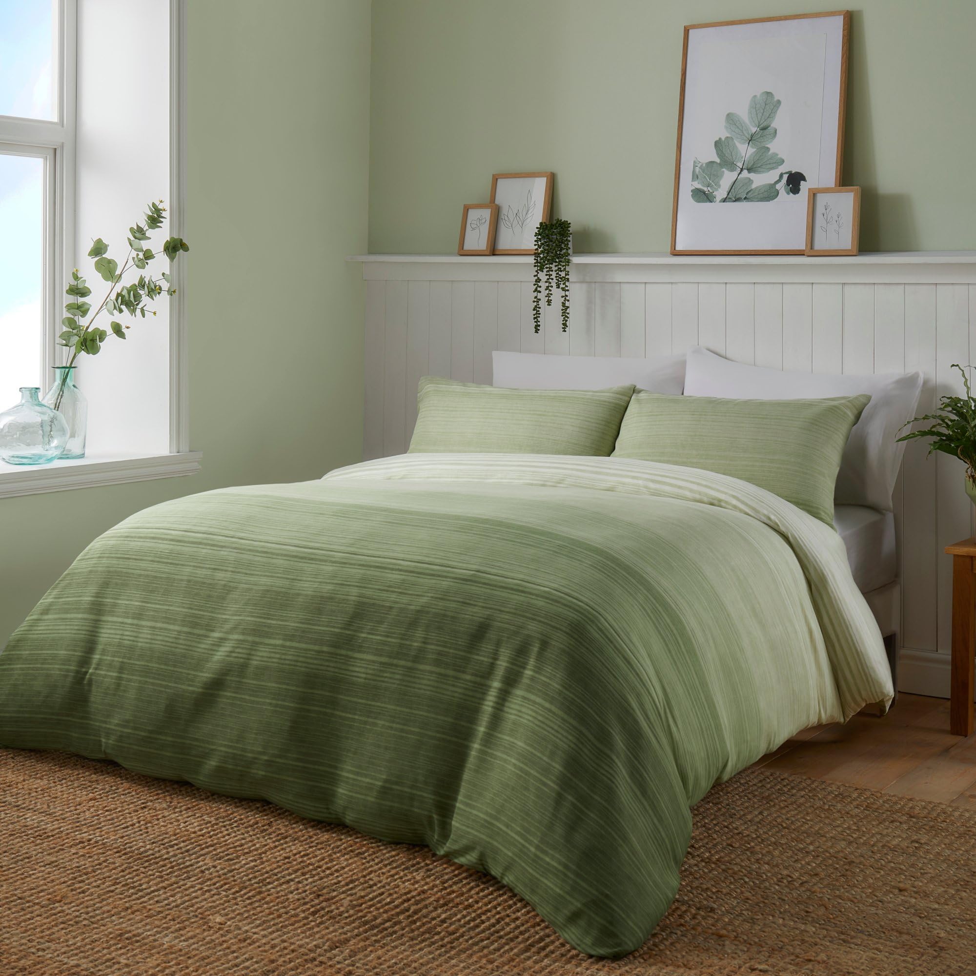 Fusion - Contemporary Green Duvet Cover - Single Bedding Size (140 x ...