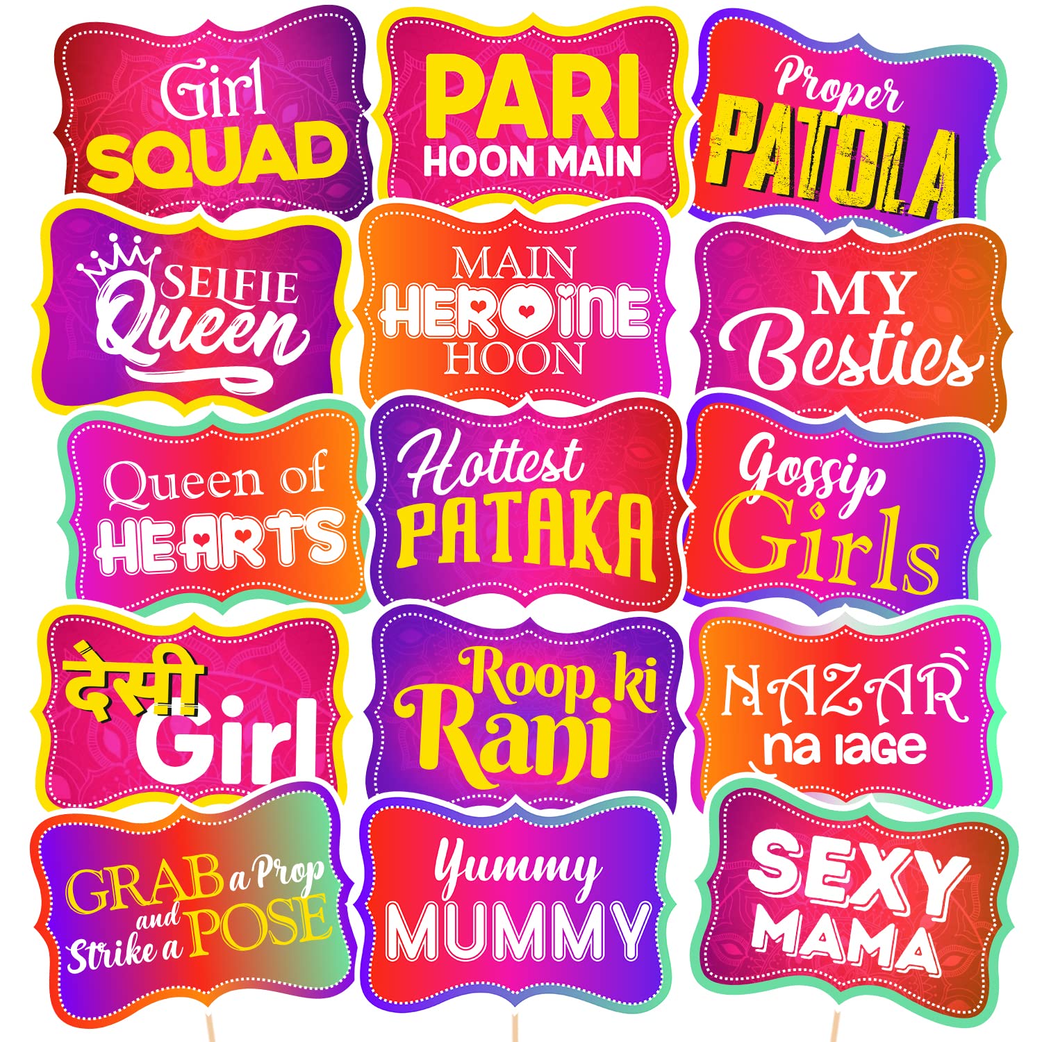 Zyozique 15 Pcs Indian Kitty Party Photobooth Props Indian zyozique-15-pcs-indian-kitty-party-photobooth-props-indian