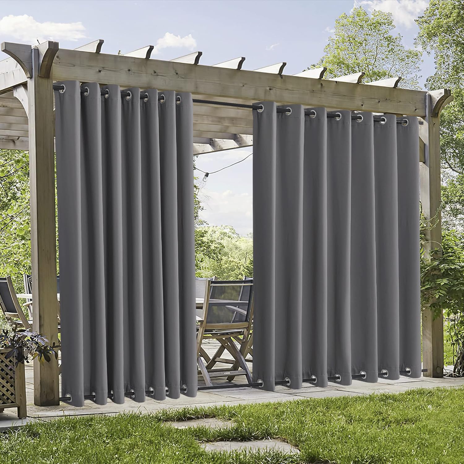 Amazon.com: RYB HOME 2 Panels Outdoor Curtains Weighted Windproof ...