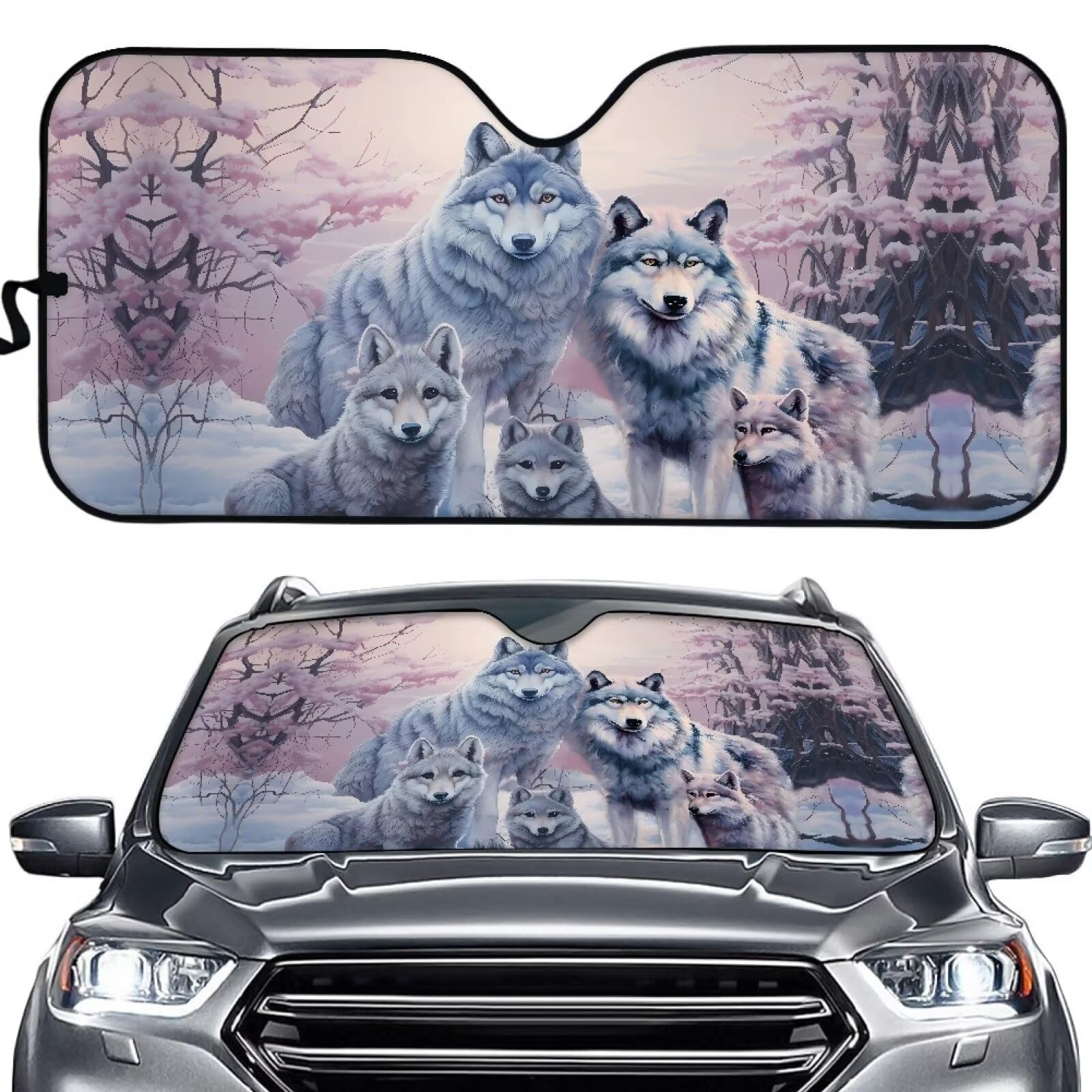 Amazon.com: ZFRXIGN Cool Wolf Windshield Sun Shade for Car, SUV, Truck ...
