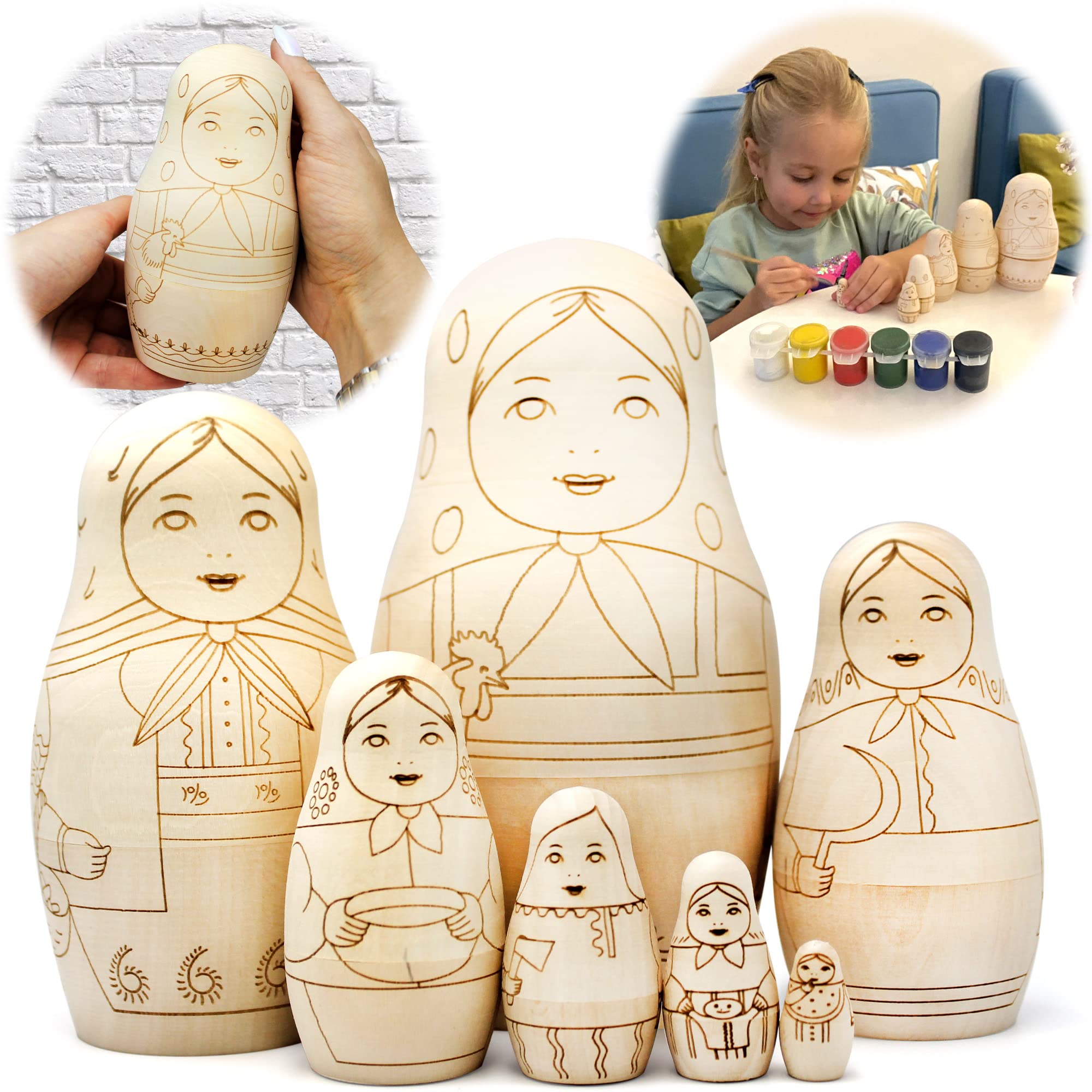 Amazon.com: AEVVV Blank Nesting Dolls for Coloring Set 7 pcs : Toys & Games