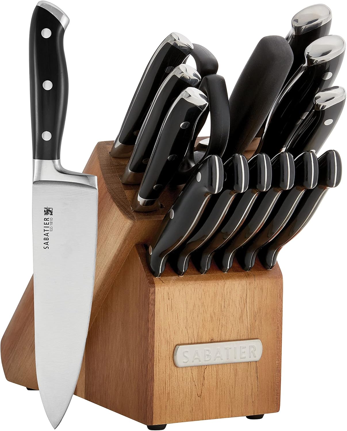 Amazon.com: Sabatier 15-Piece Forged Triple Rivet Knife Block Set, High ...