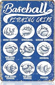 Amazon.com: Baseball Room Decor For Boys Baseball Pitching Grips Tin ...