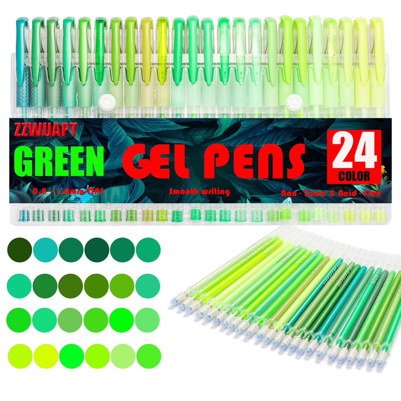 Amazon.com : ZZWUAPT Green Gel Pens for Coloring Book,72 Color Gel Pens ...