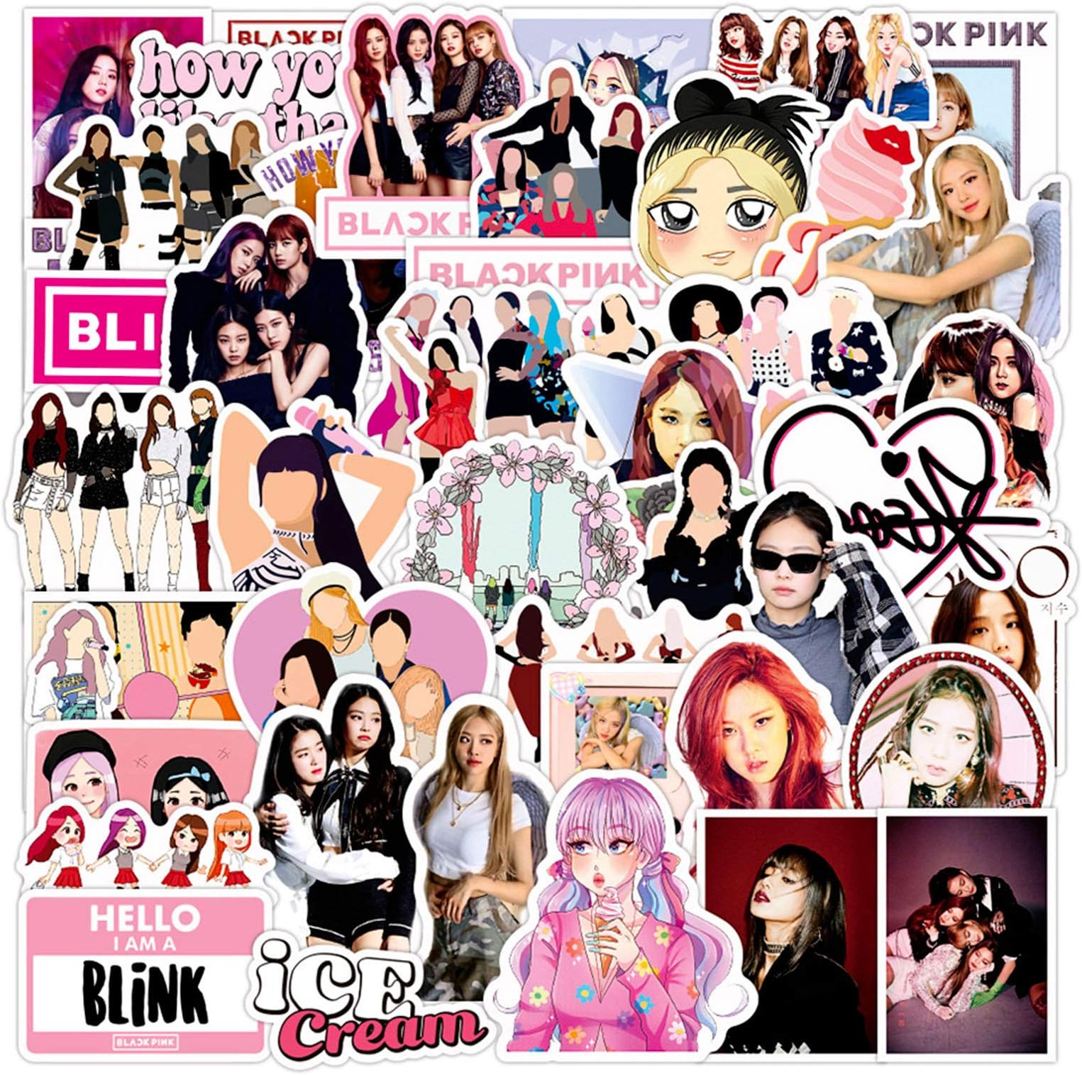 Amazon.com: 50pcs Blackpin Stickers for Kpop Girls, Cool Korean Pop ...
