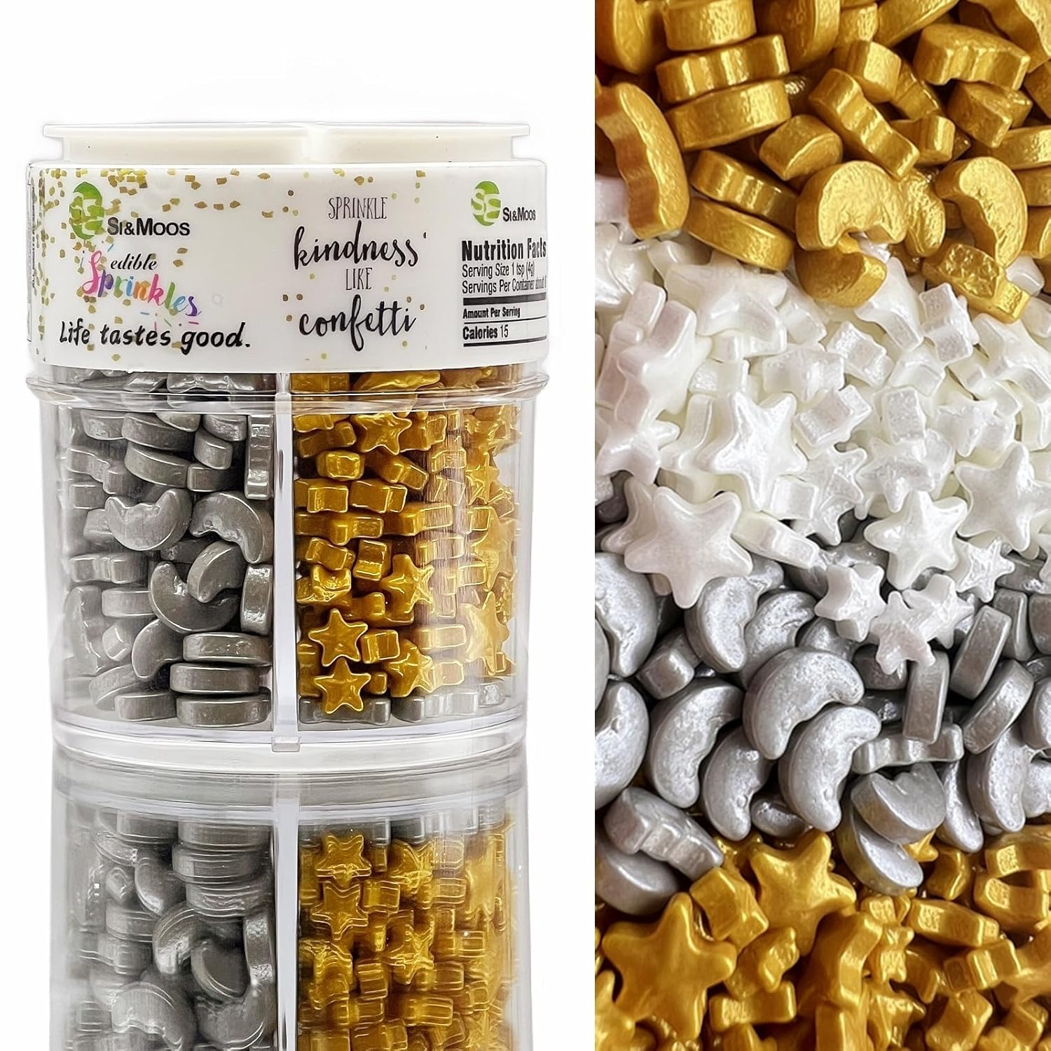 Amazon.com: SE Si&Moos Moon and Star Candy Decorations Edible Gold and ...