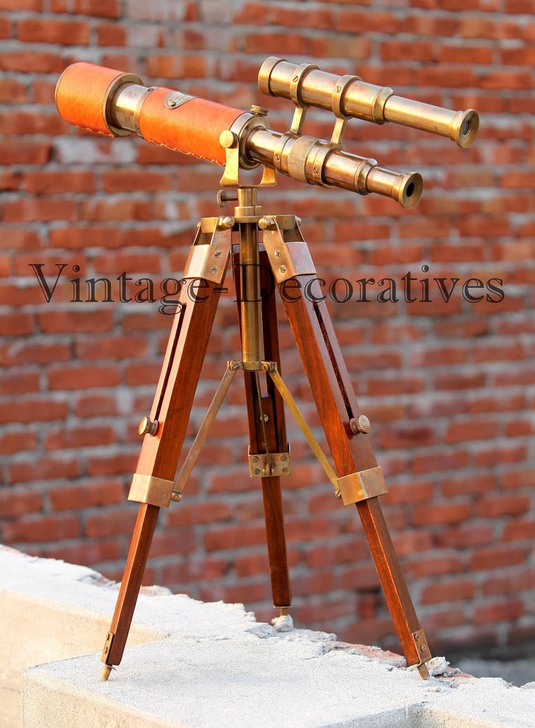Amazon.com: Mahira Nautical Leather Covered Brass Telescope with Wooden ...
