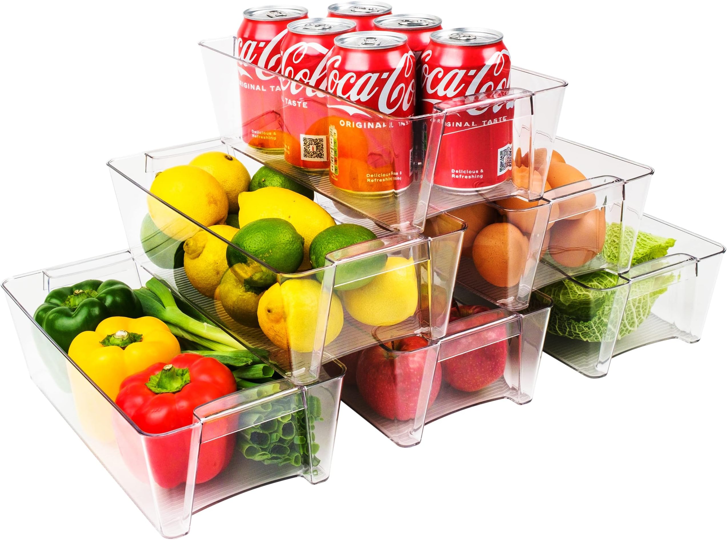 Pack of 6 Fridge Organiser Set - Clear Storage Containers & Drawers for ...