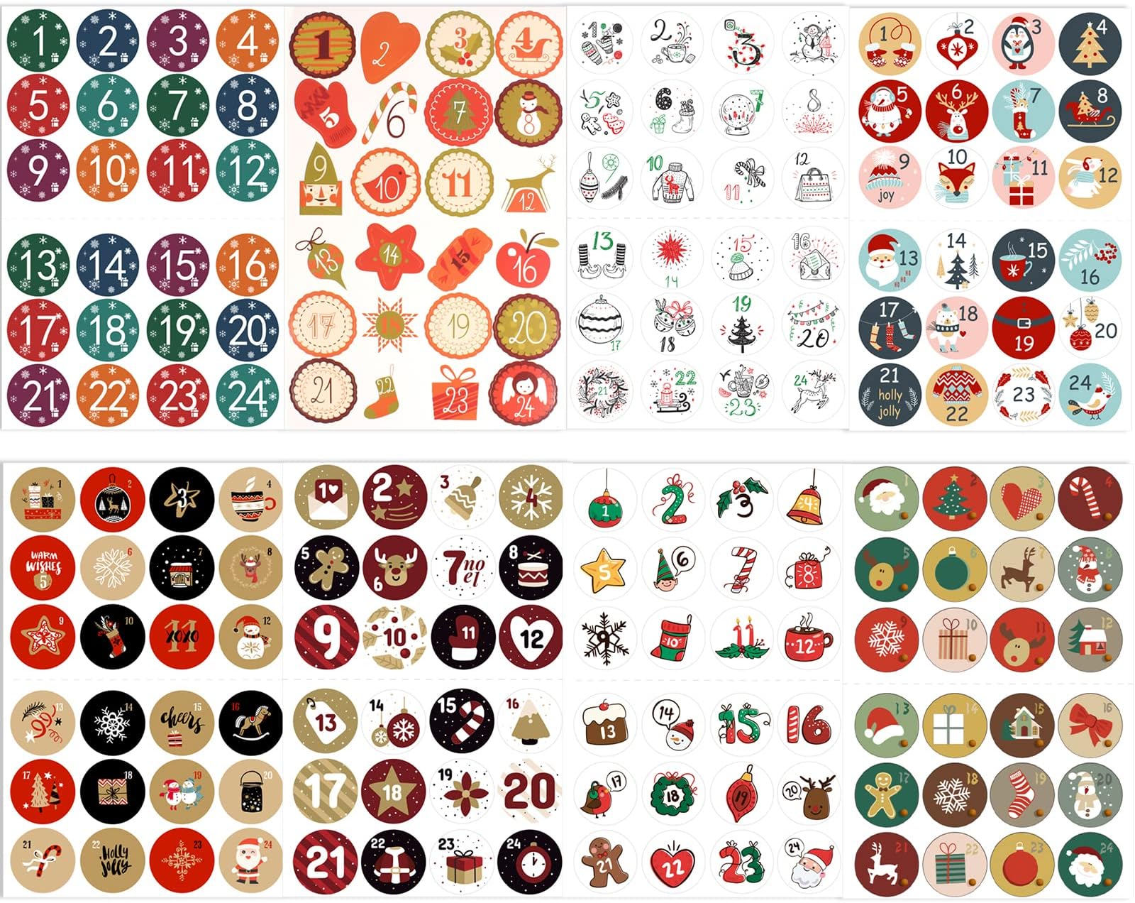 Amazon.com: Lucleag 8 Sheets Christmas Advent Calendar Stickers ...