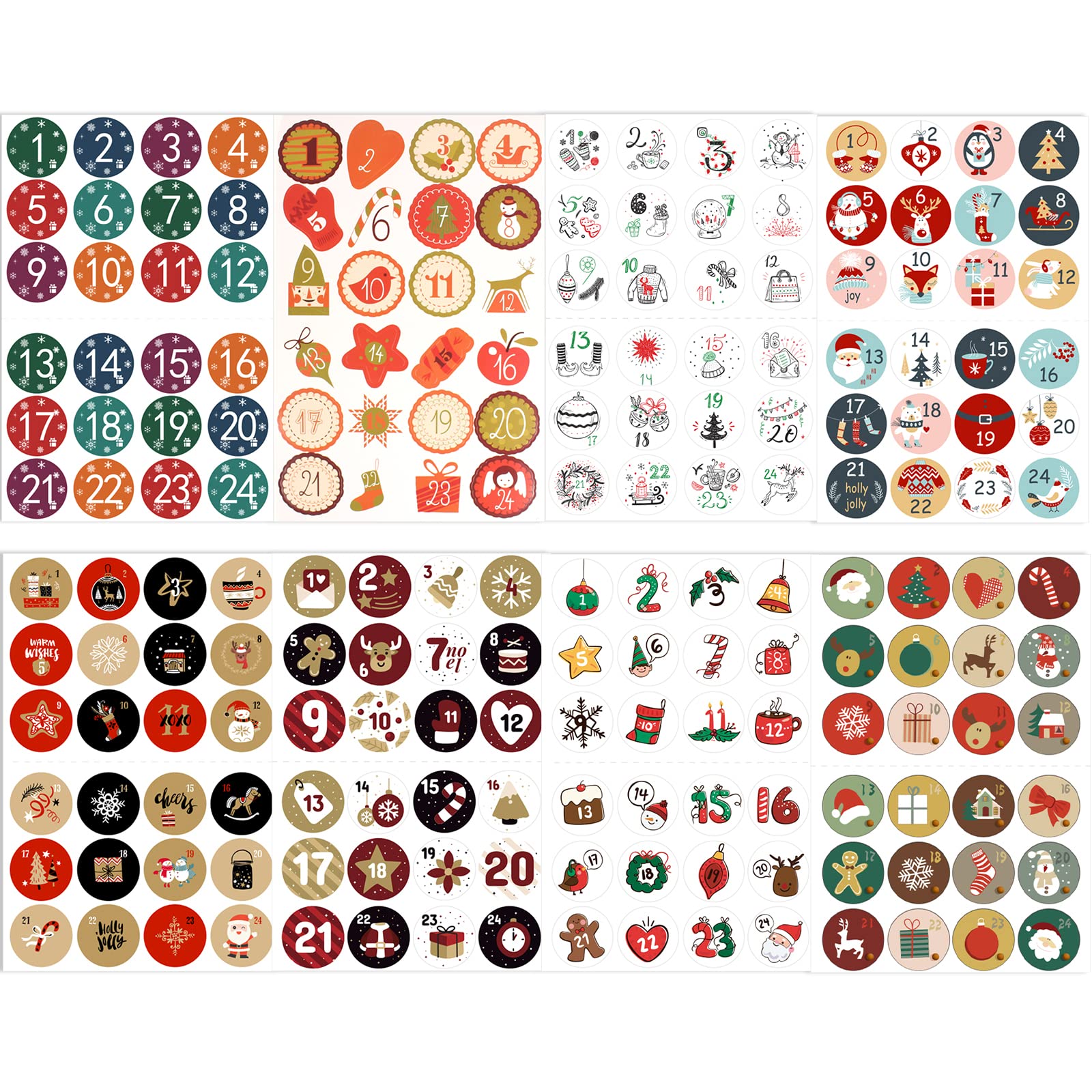 Amazon.com: Lucleag 8 Sheets Christmas Advent Calendar Stickers ...